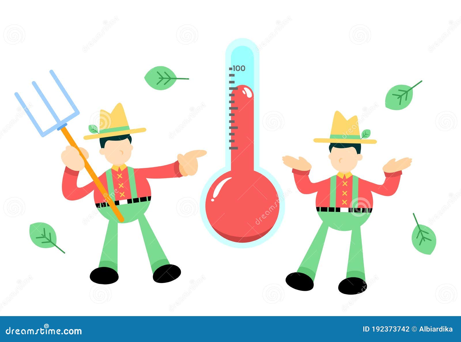 Farmer Man Agriculture Watching Thermometer Temperature Cartoon Doodle ...