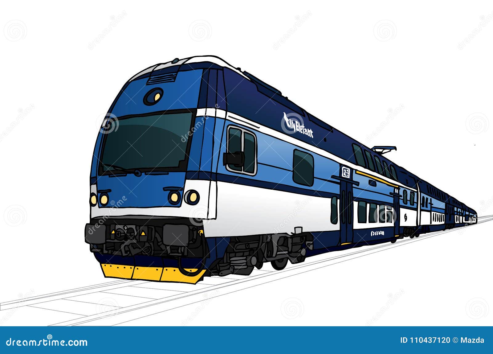 Vector Illustration of Fast Train in Perspective Stock Vector ...
