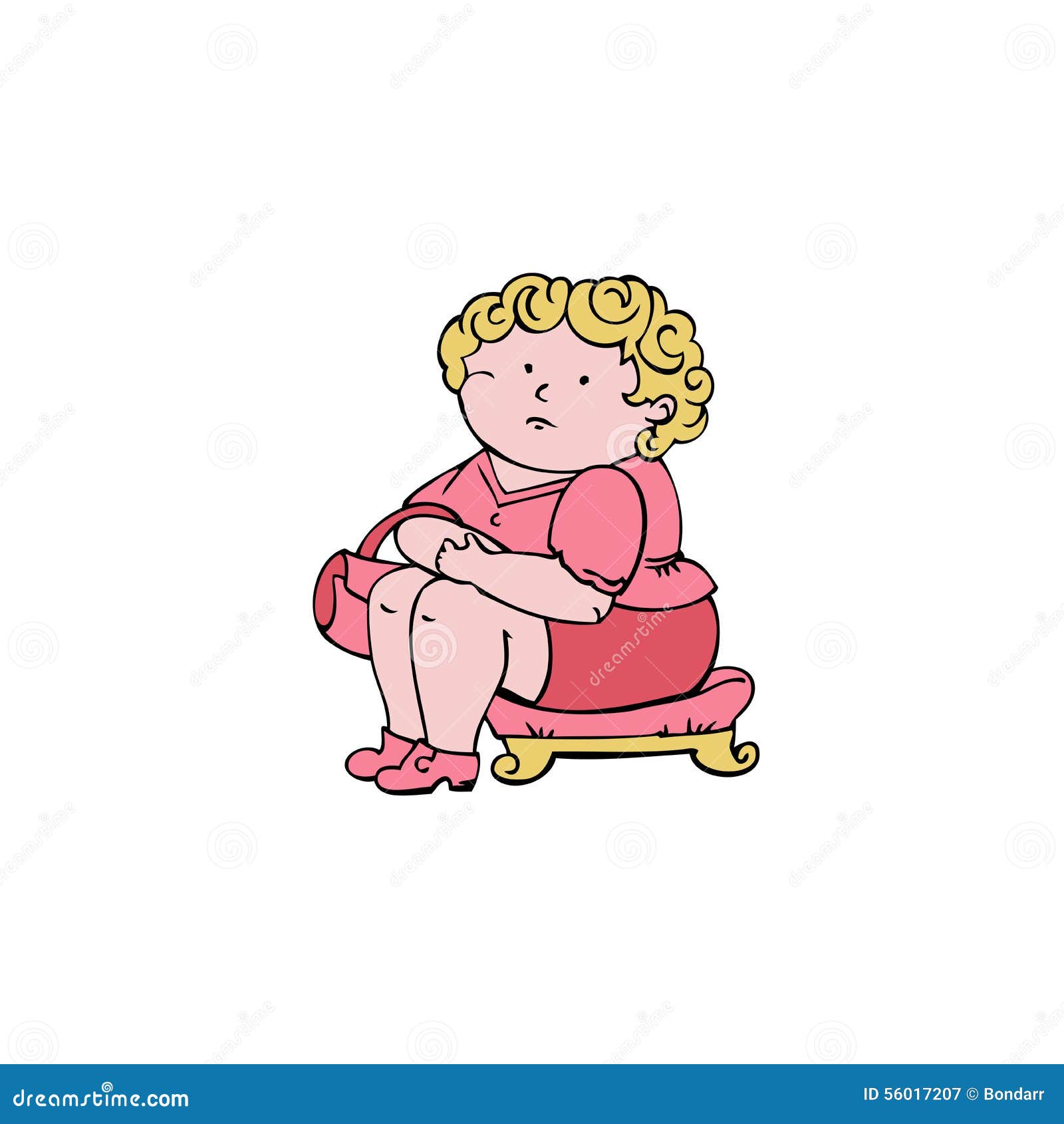 Vector Illustration. Fat Kid Sitting on a Stool Stock Vector ...