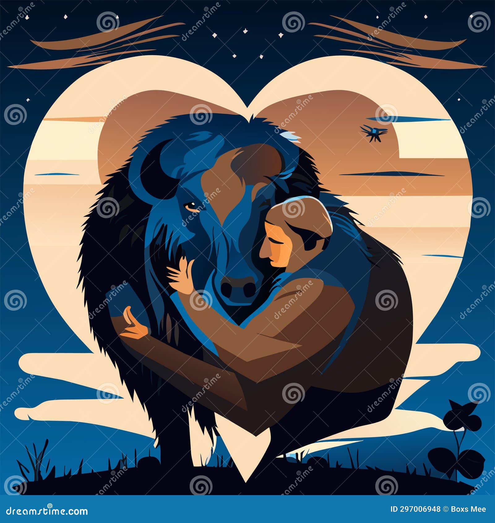 Vector Illustration of a Father and Son Hugging a Wild Boar. AI ...