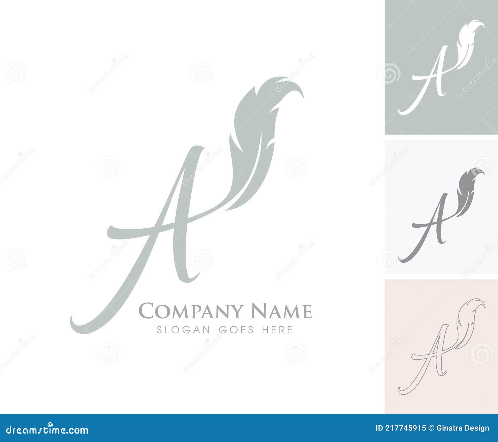 Feather Monogram Initial Letter a Stock Vector - Illustration of ...