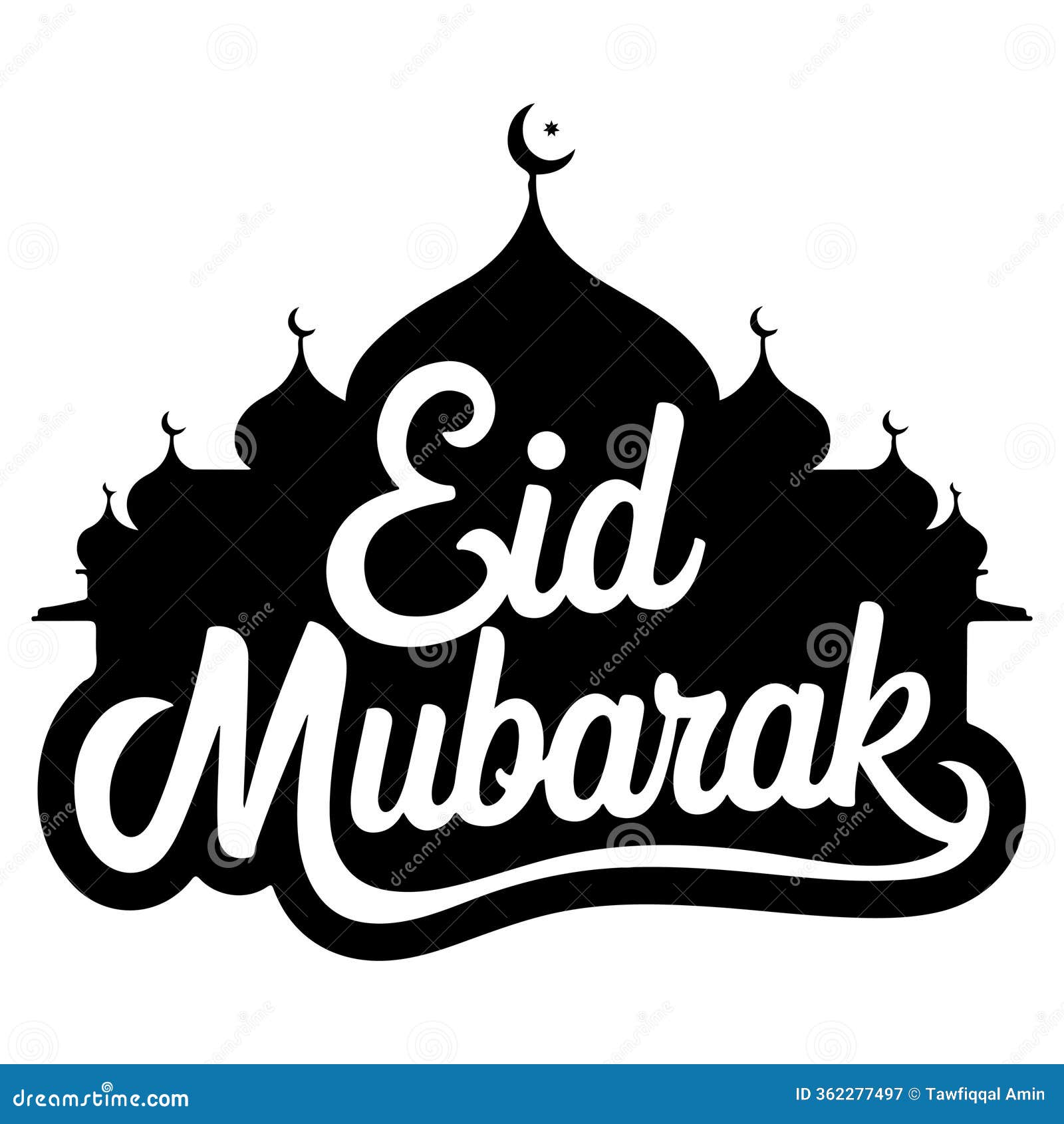 Eid Mubarak Mosque Silhouette Vector Stock Illustration - Illustration ...