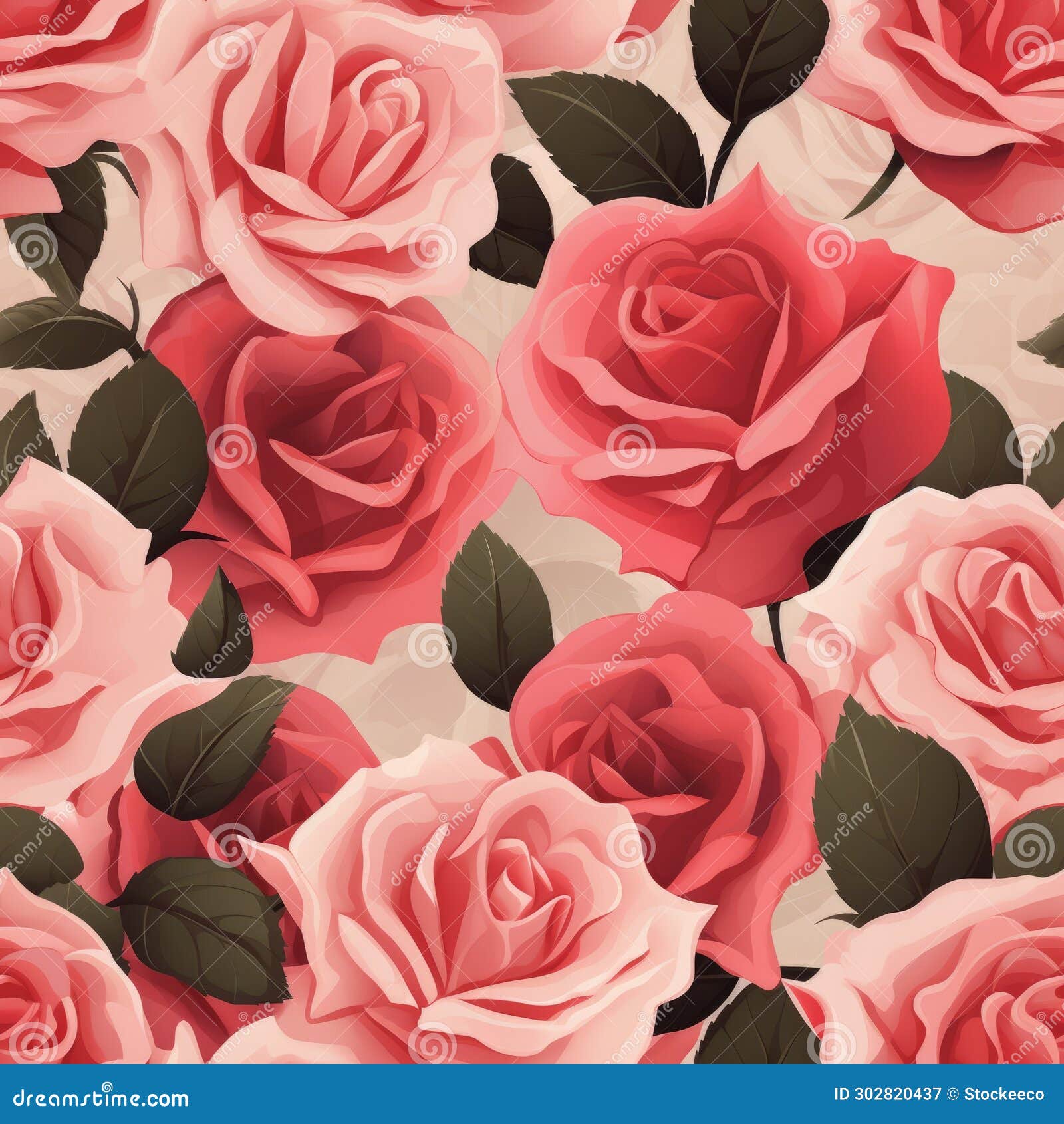 Romantic Rose Vector Pattern - Seamless Pink Roses Illustration Stock ...