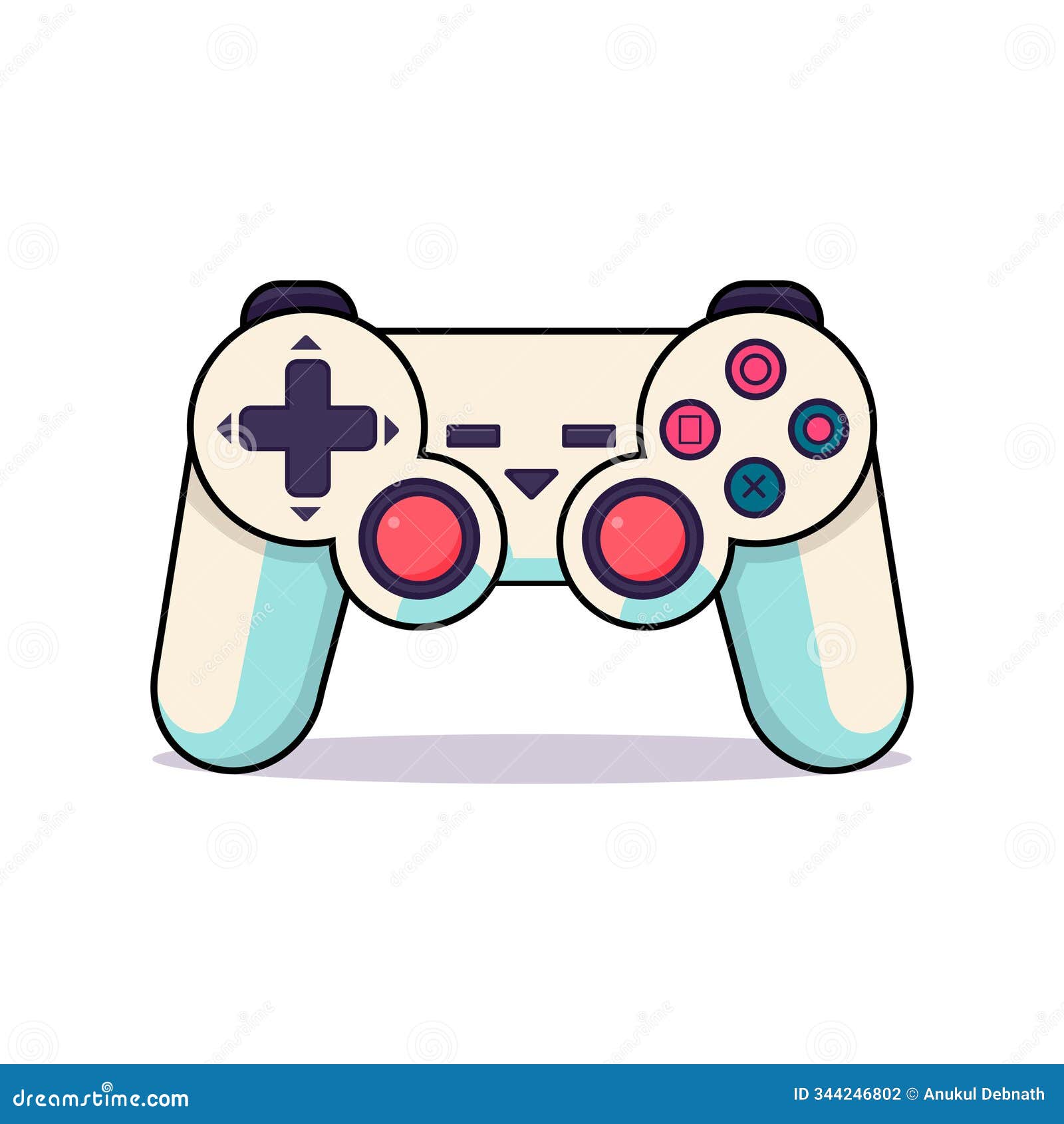 Cartoon Game Controller, Flat Illustration Style with White Background ...