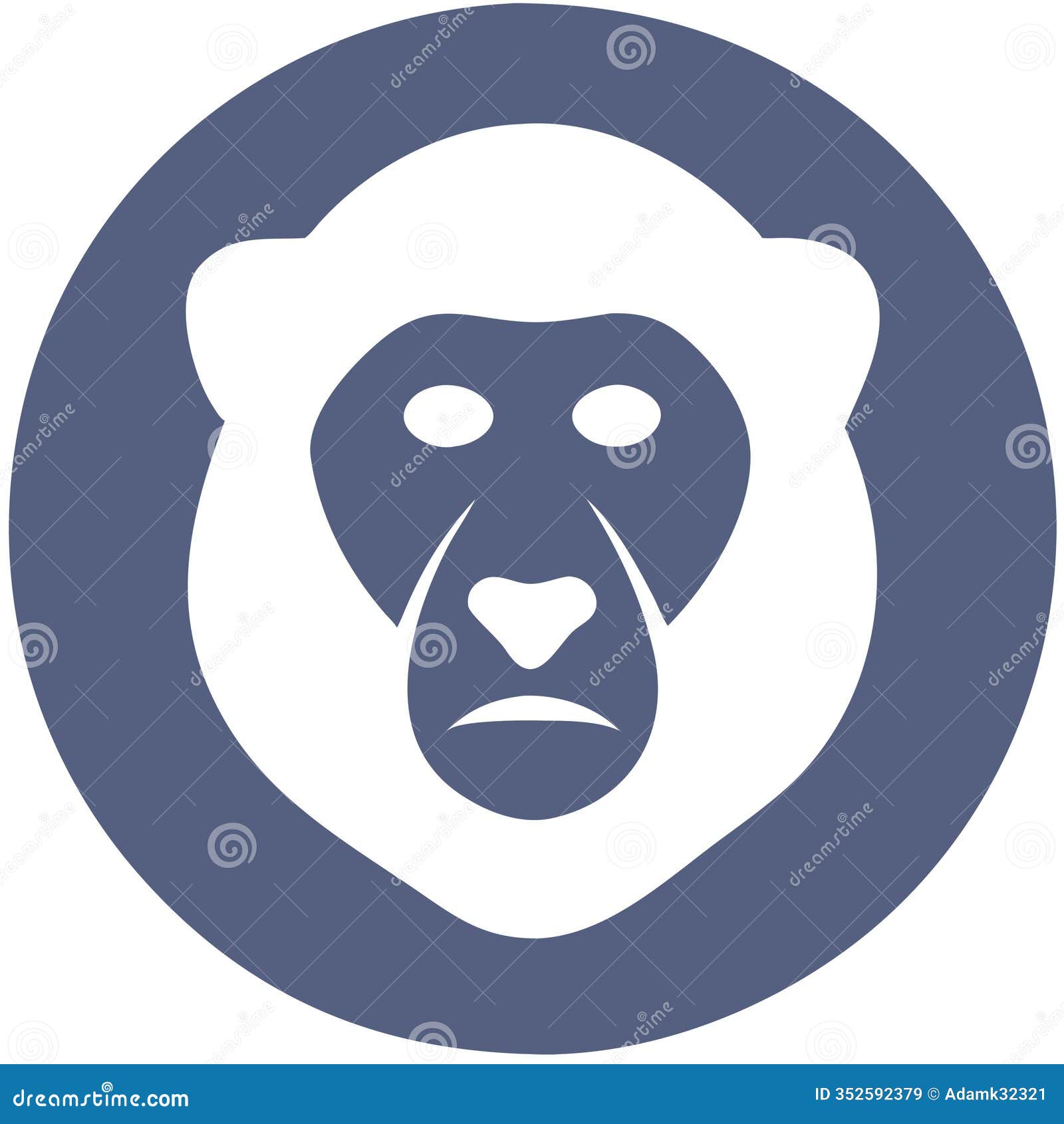 Vector Illustration Monkey Face in Blue Circle for Graphic Design and ...