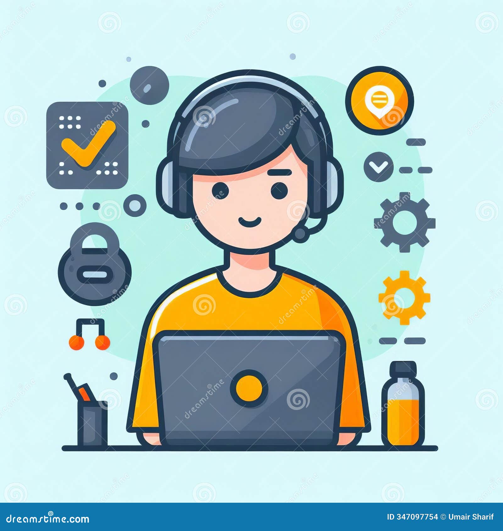 Tech-Savvy Support: a Modern Help Desk Icon Stock Illustration ...