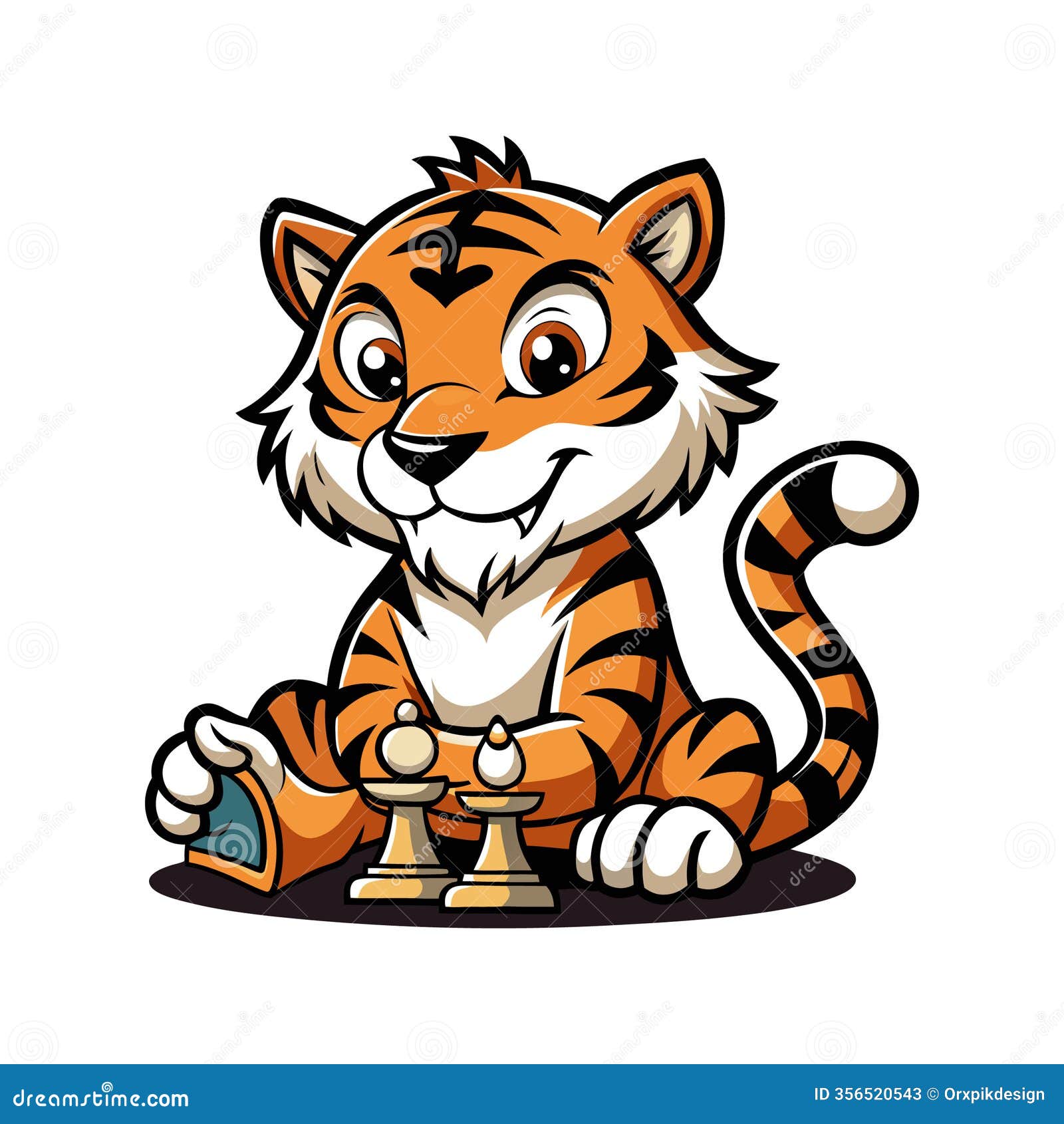 Muddled Chess Game With Tiger Cub Cartoon Vector | CartoonDealer.com ...