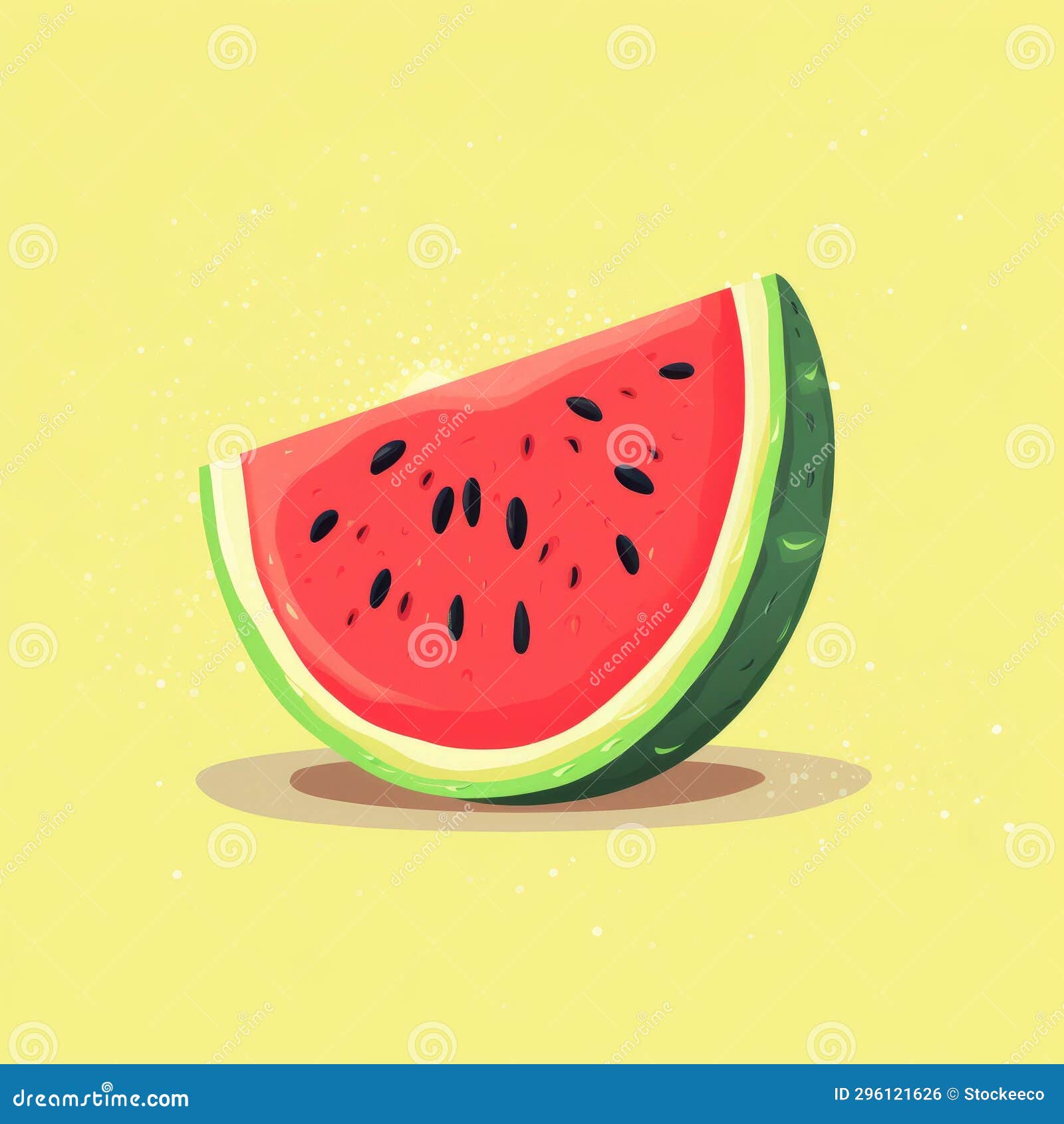 Minimalistic Watermelon Illustration on Yellow Background Stock ...