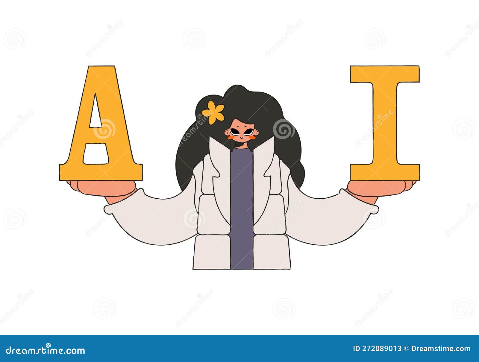 Vector Illustration Featuring a Woman Holding the Letters a and I ...