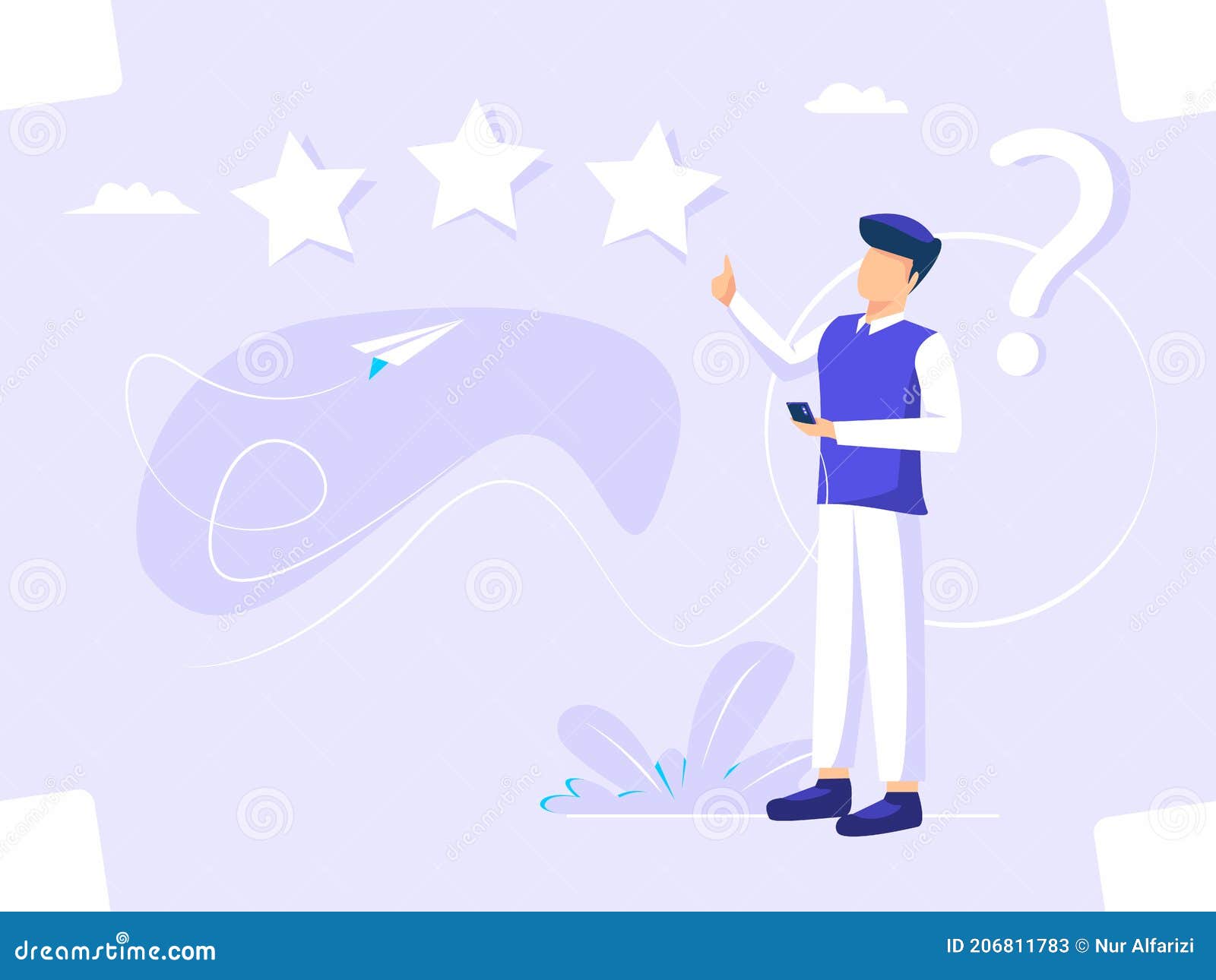 Vector Illustration of a Feedback Concept. Confused Male Workers Sent ...