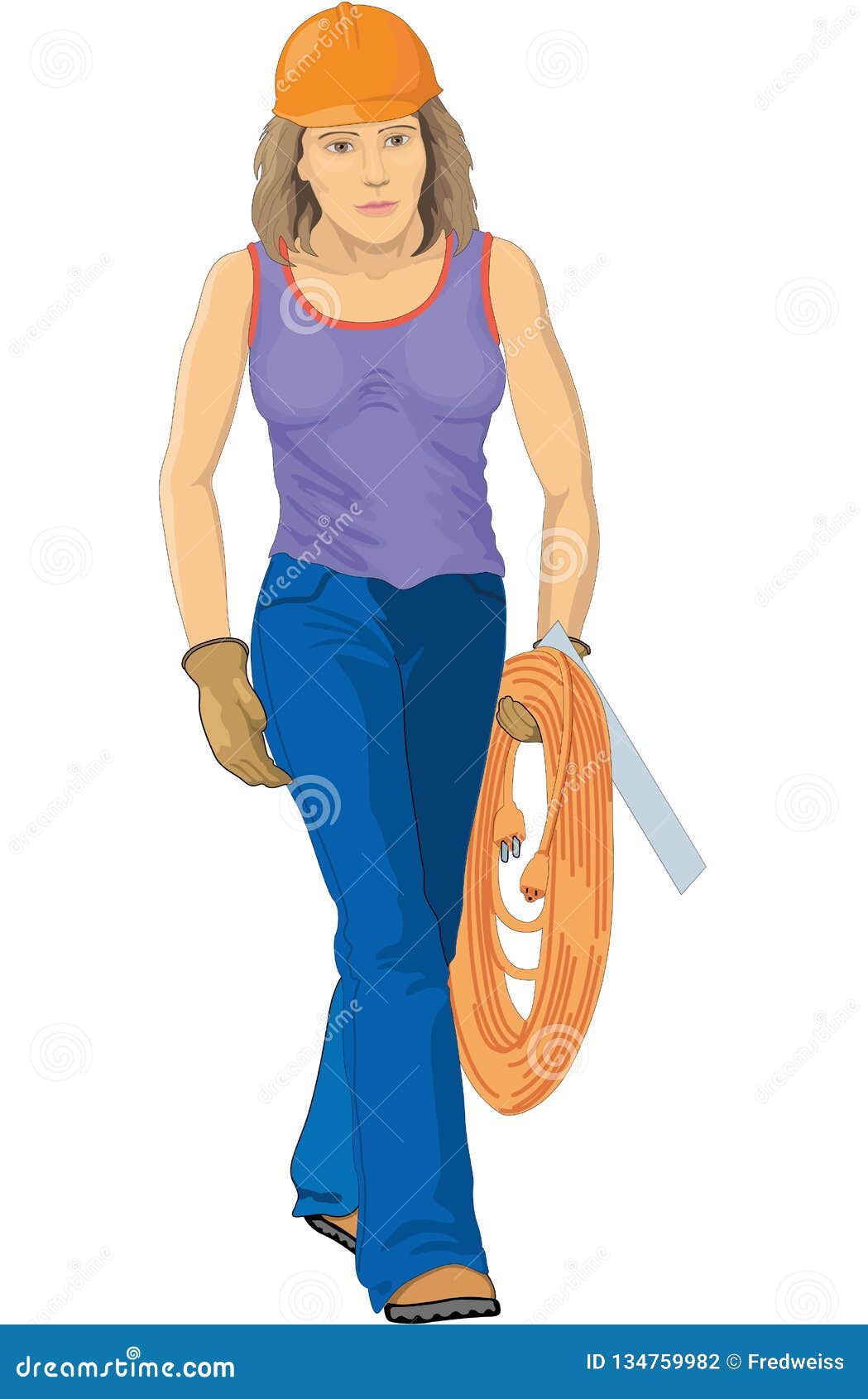 Female Construction Worker Vector Illustration Stock Vector ...