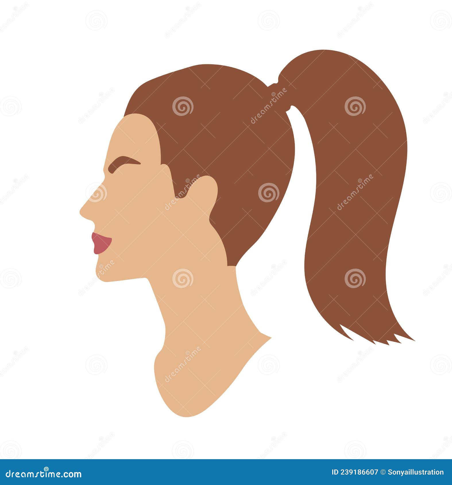 Vector Illustration of Female Side View Portrait Stock Vector ...
