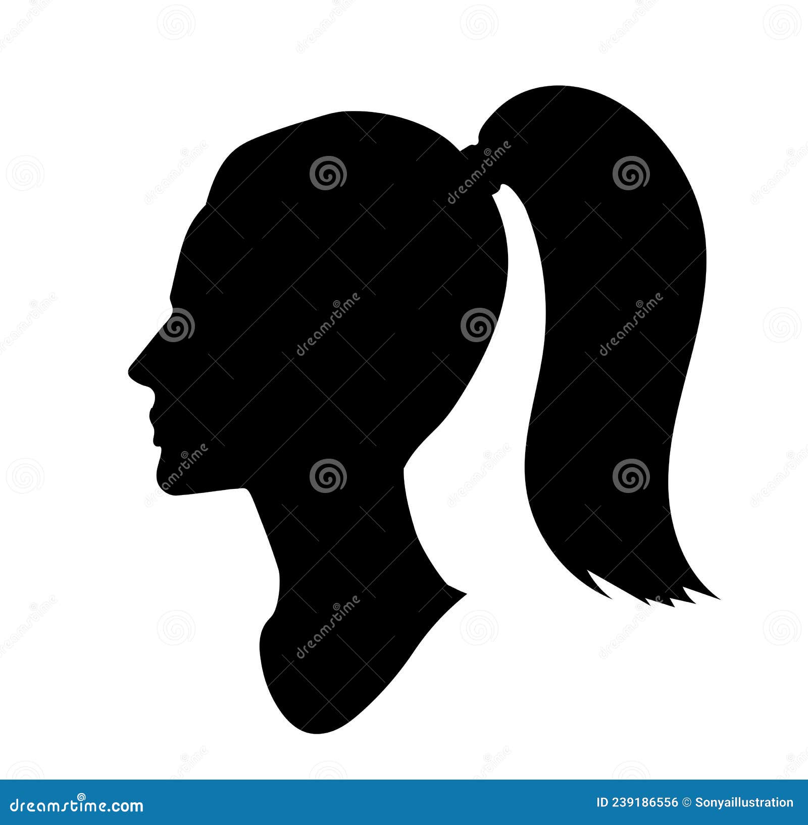 Vector Illustration of Female Side View Silhouette Stock Vector ...