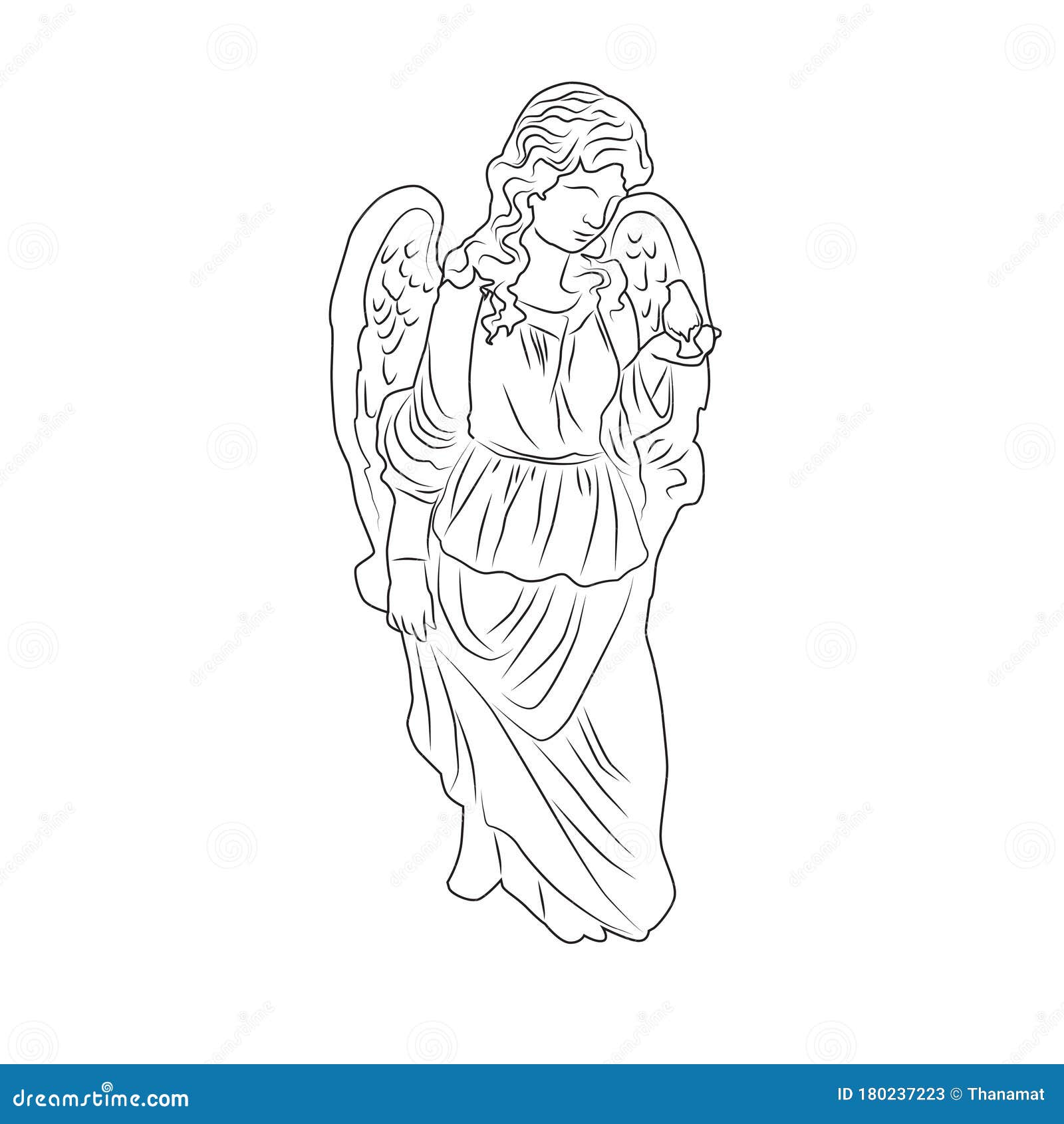 Vector Illustration of Female Statue Drawing with Line-art Stock Vector ...