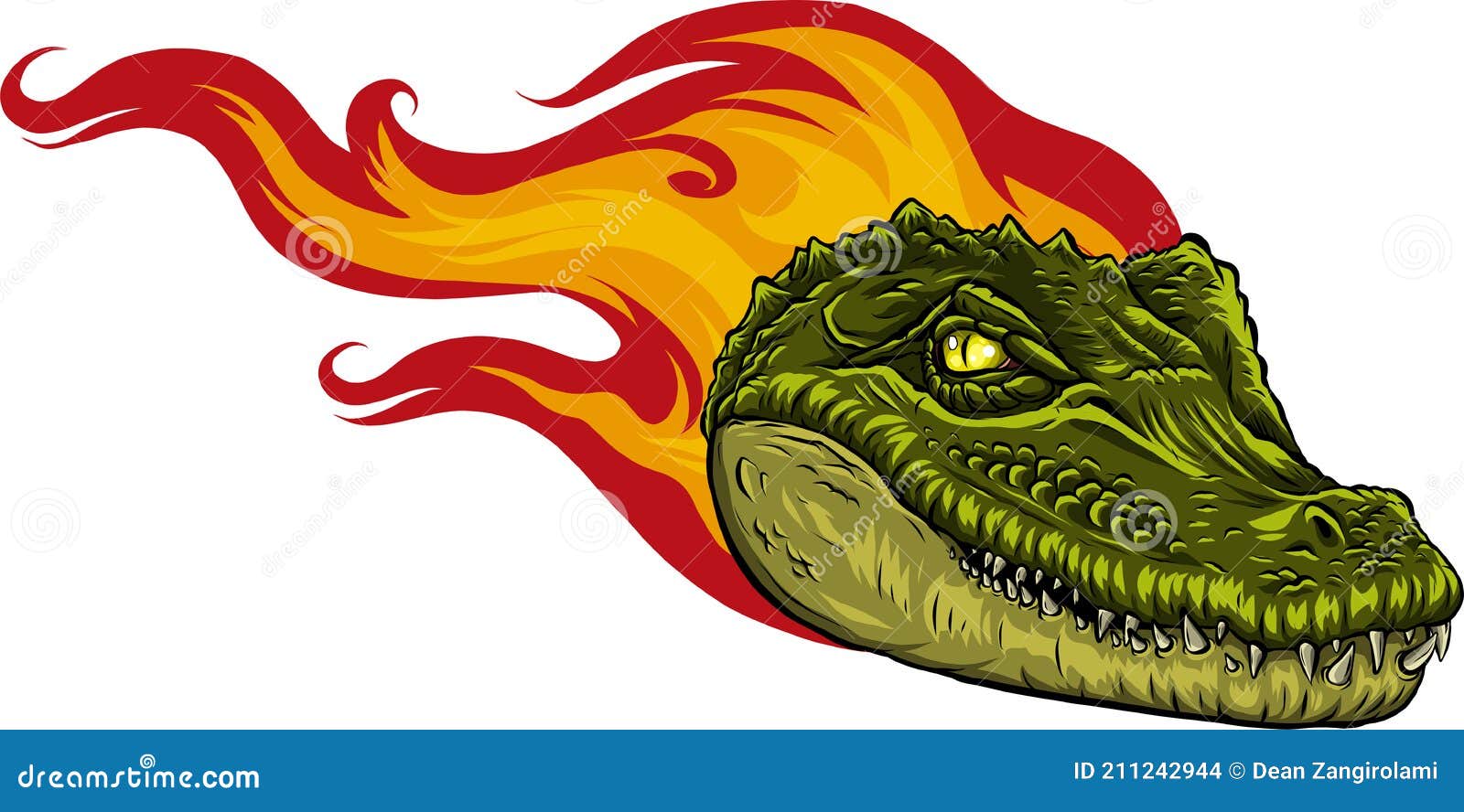 Vector Illustration, a Ferocious Alligator Head with Flames Stock ...