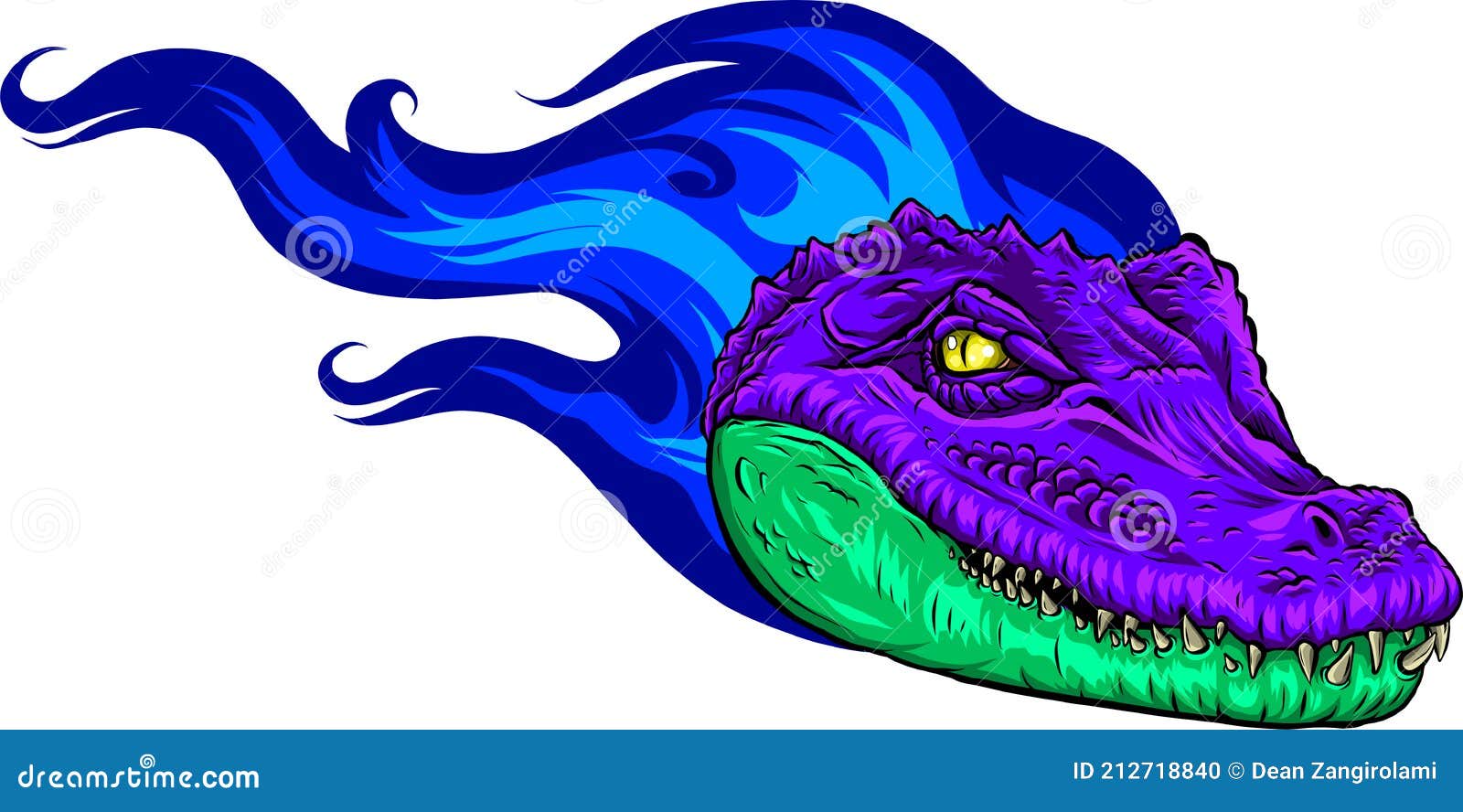 Vector Illustration, a Ferocious Alligator Head with Flames Stock ...