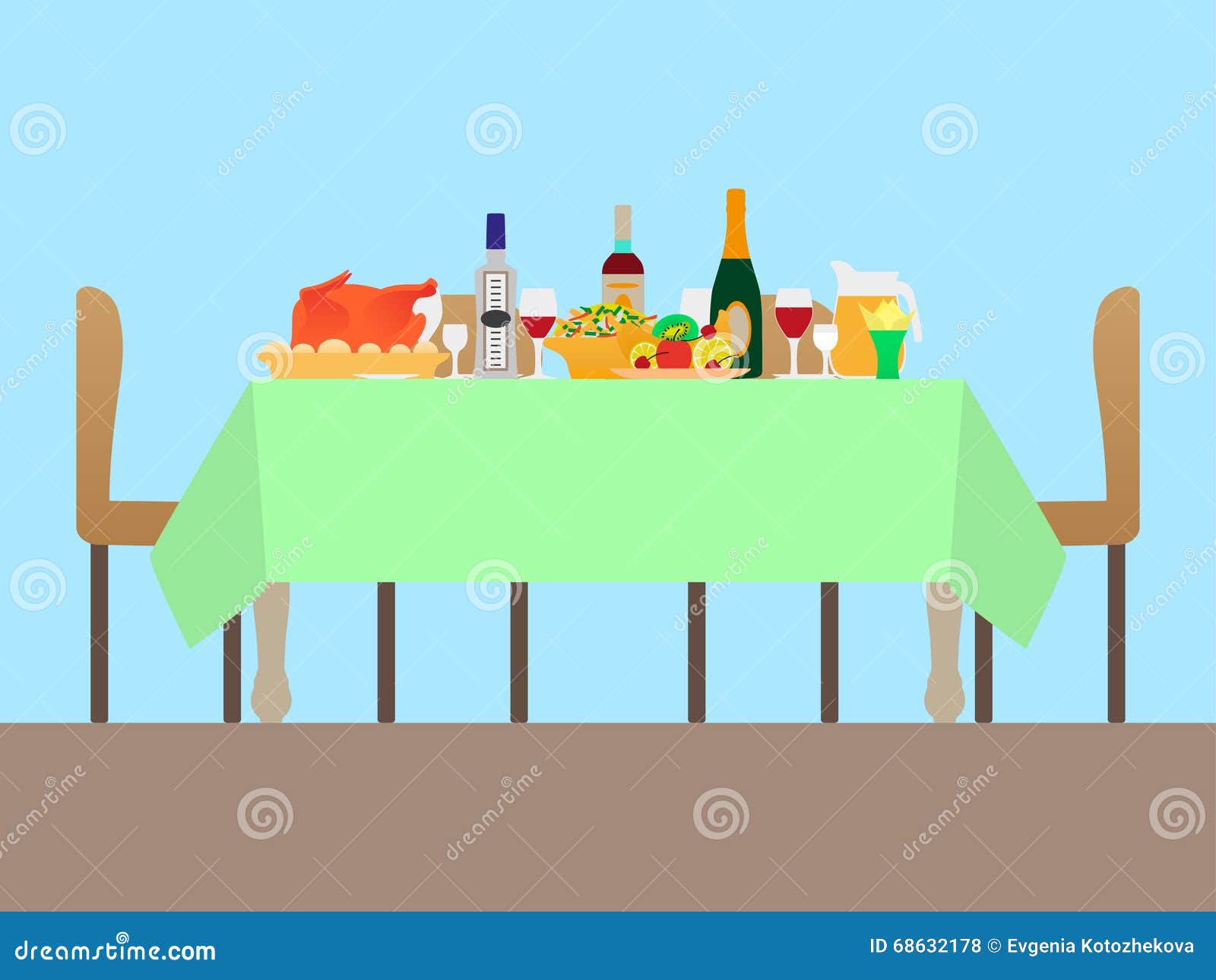 Vector Illustration of a Festive Table Stock Vector - Illustration of ...