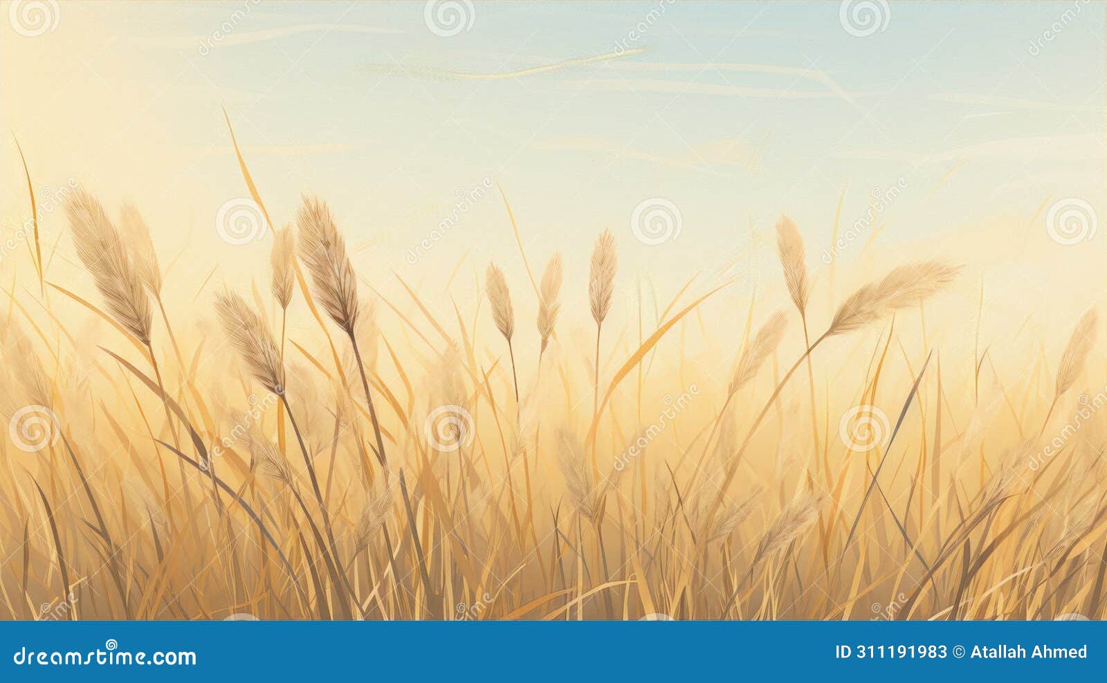 Vector Illustration of a Field of Wheat in a Realistic Style the Colors ...