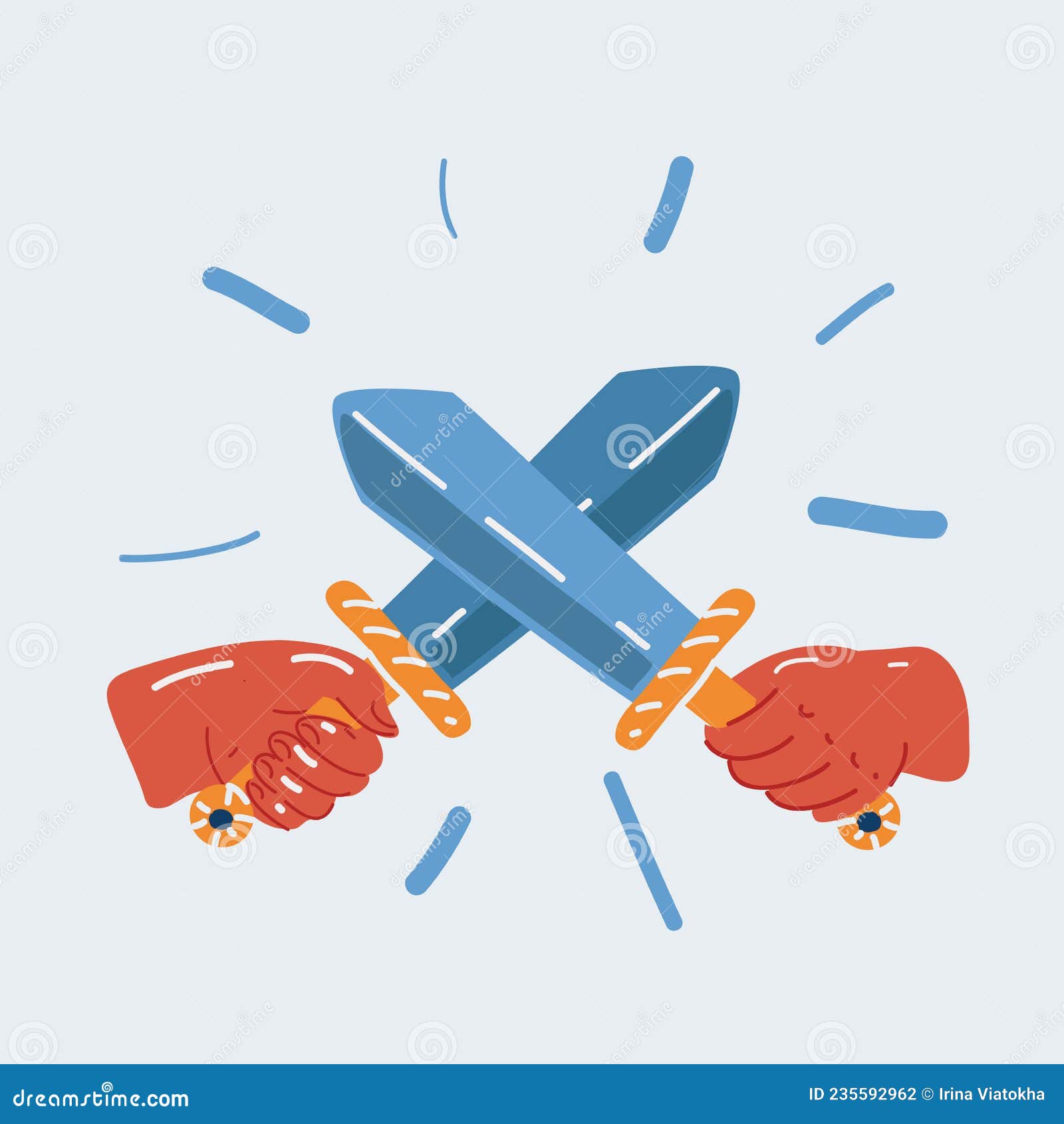 Vector Illustration of Fight Hands with Sword Stock Vector ...