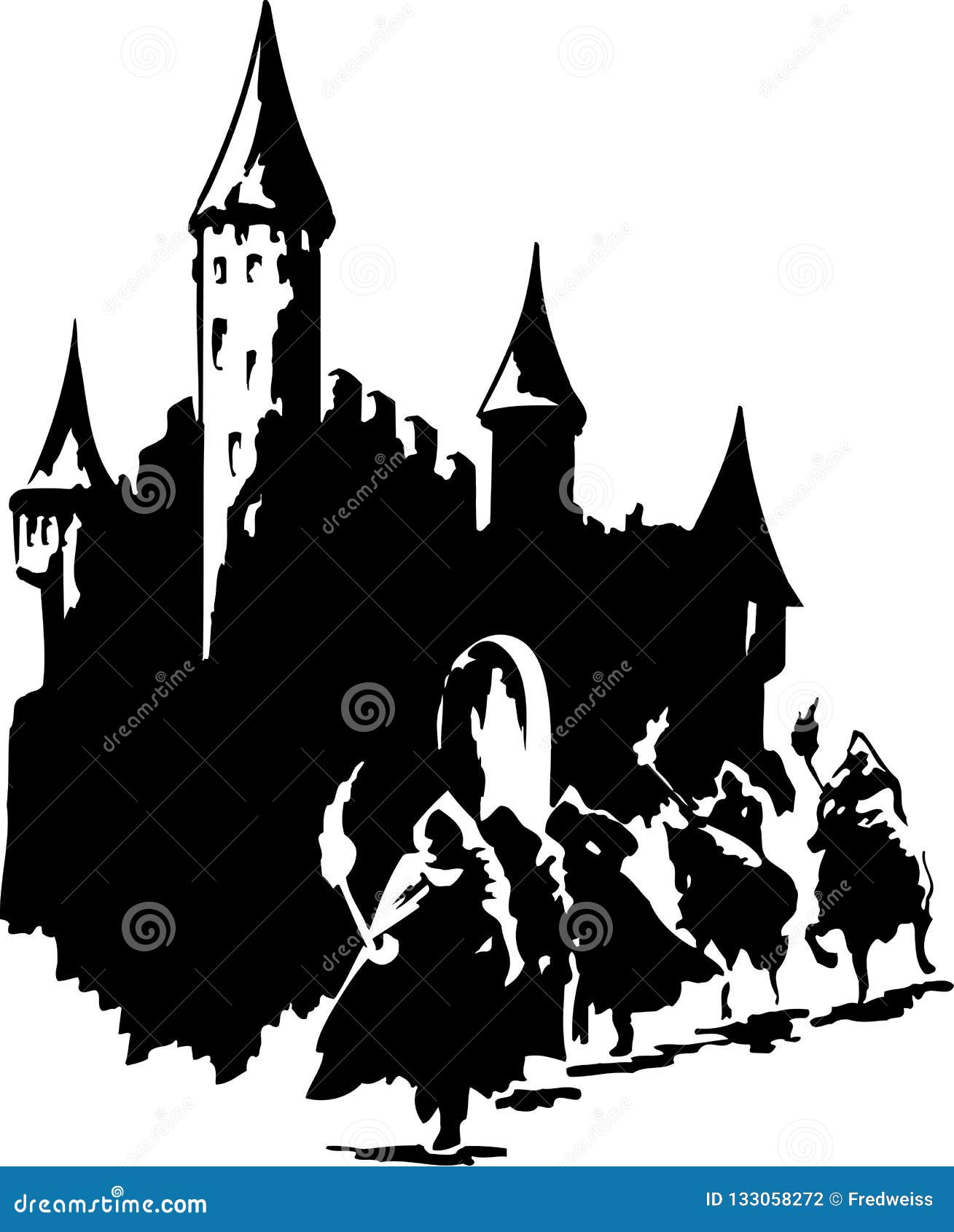 Castle Keep Illustration stock vector. Illustration of raiders - 133058272