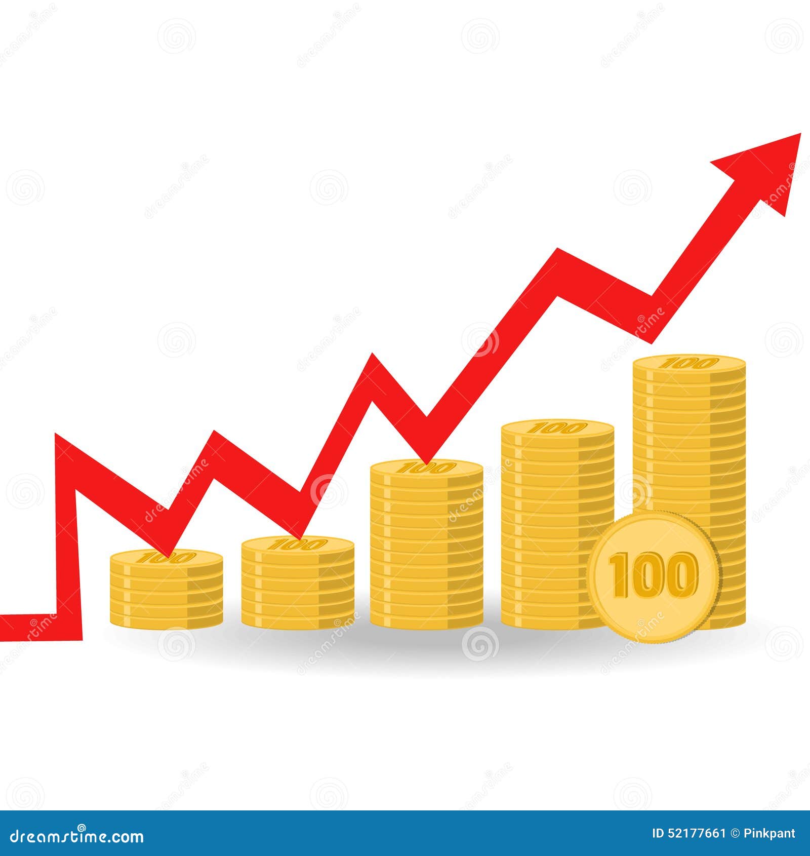 Vector Illustration. Financial Curve. Stacks of Gold Coins. Stock ...