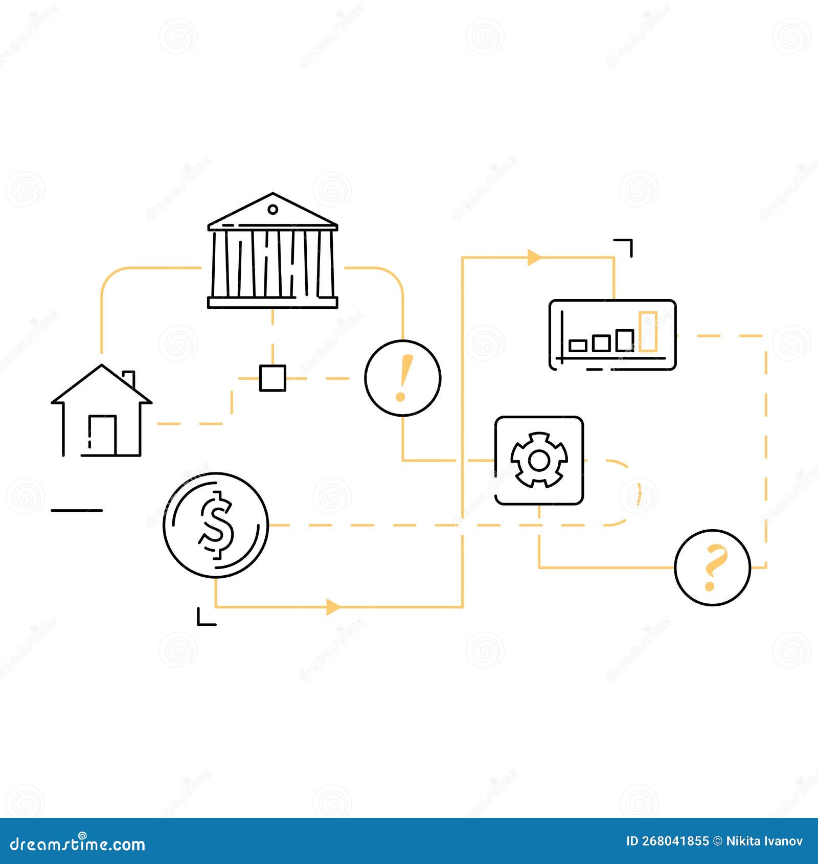 Vector Illustration of Financial System. Concept Outlined Illustration ...