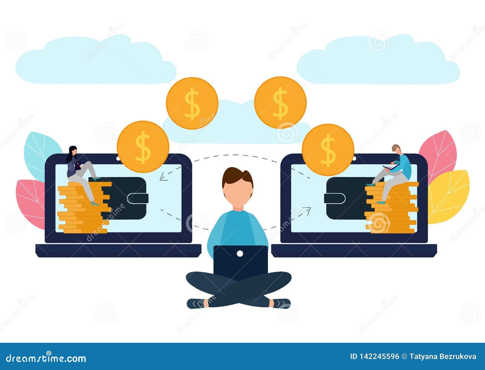 Vector Illustration of Financial Transactions, Money Transfer ...
