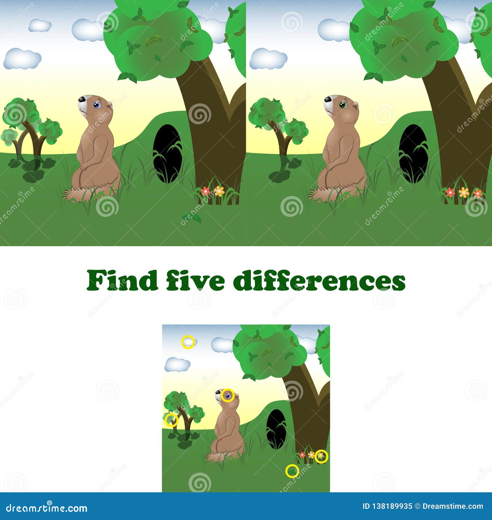 Vector Illustration Find Five Differences Stock Vector - Illustration ...