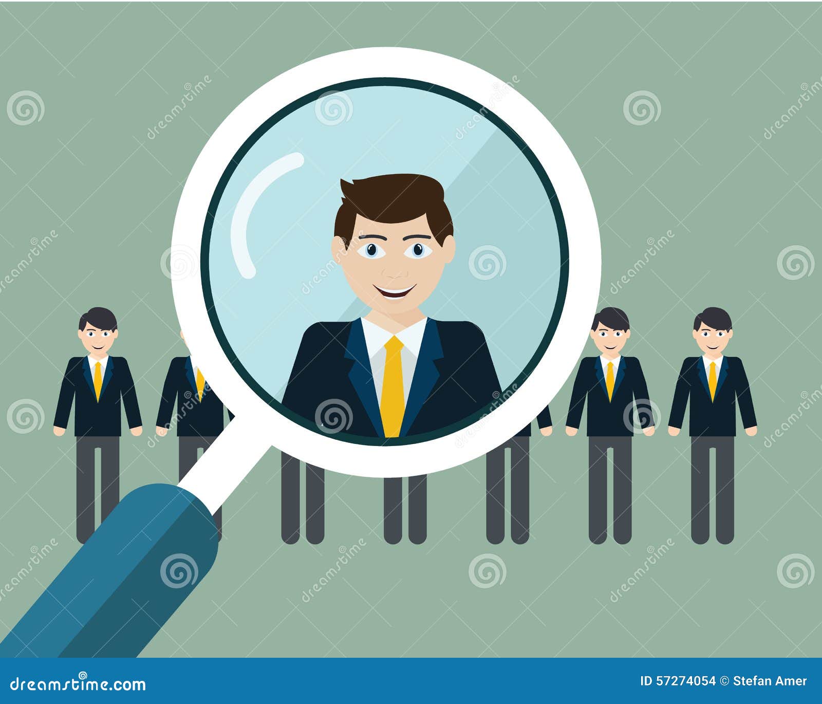 Vector Illustration of Finding Professional Staff with Magnifying Glass ...