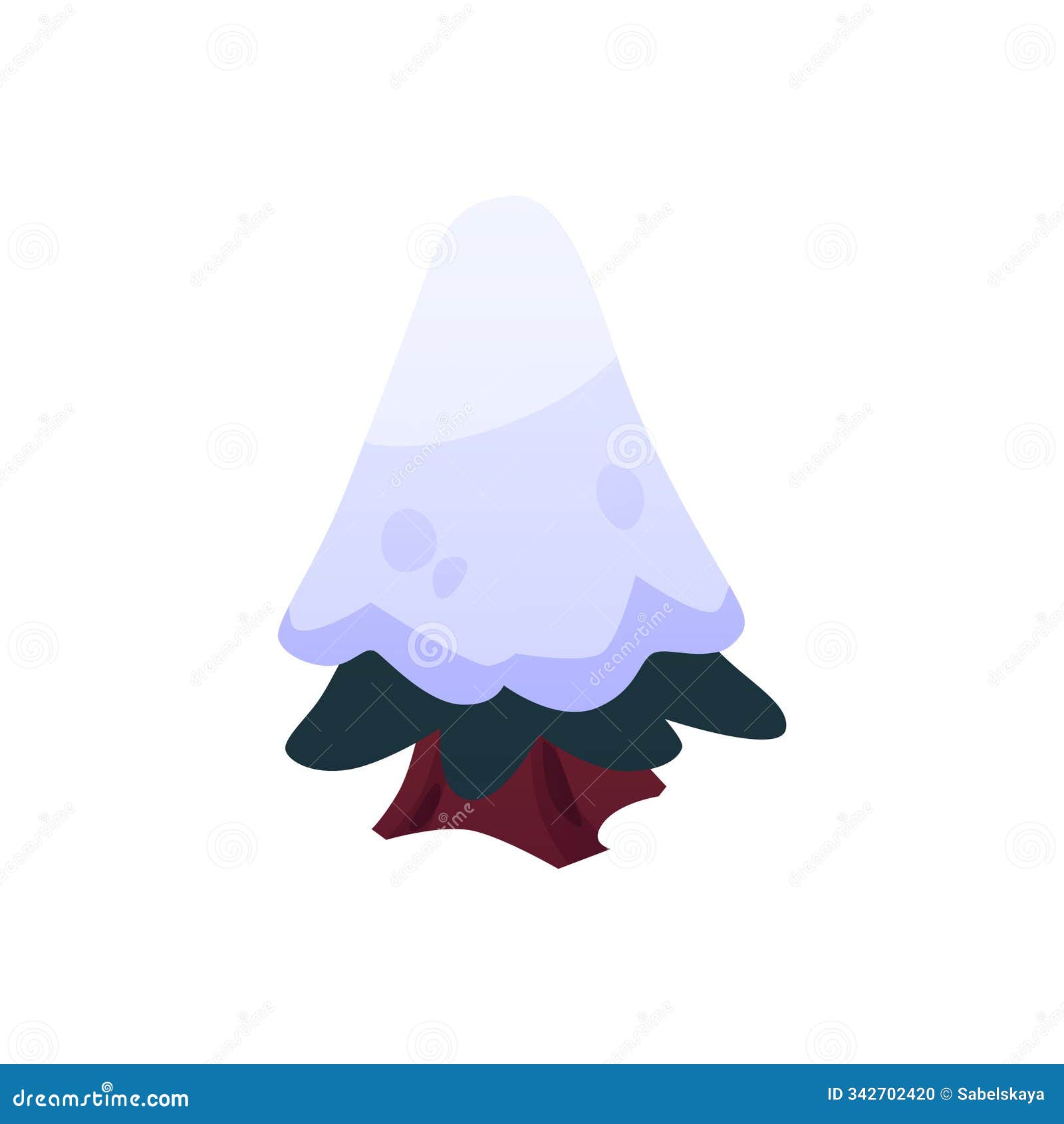 Vector Illustration of a Fir Tree in the Snow on an Isolated Background ...