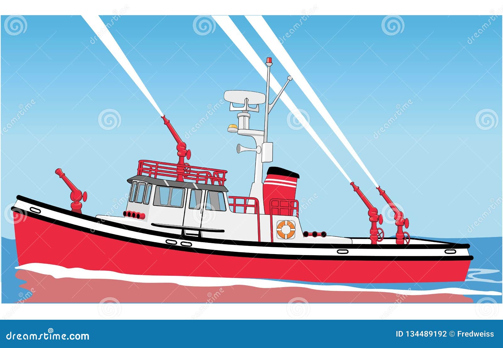 Fire Boat Vector Illustration Stock Vector - Illustration of ...