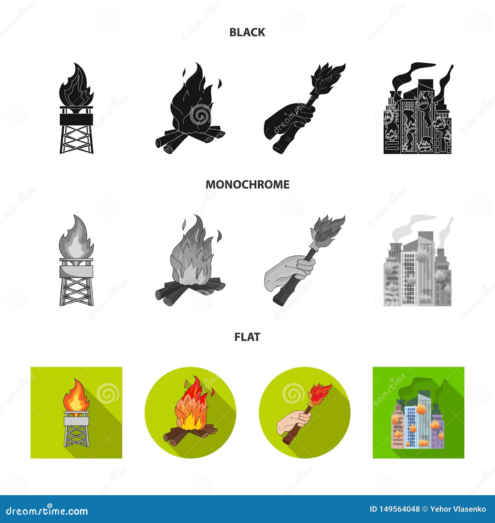 Vector Design of Fire and Flame Logo. Collection of Fire and Fireball ...