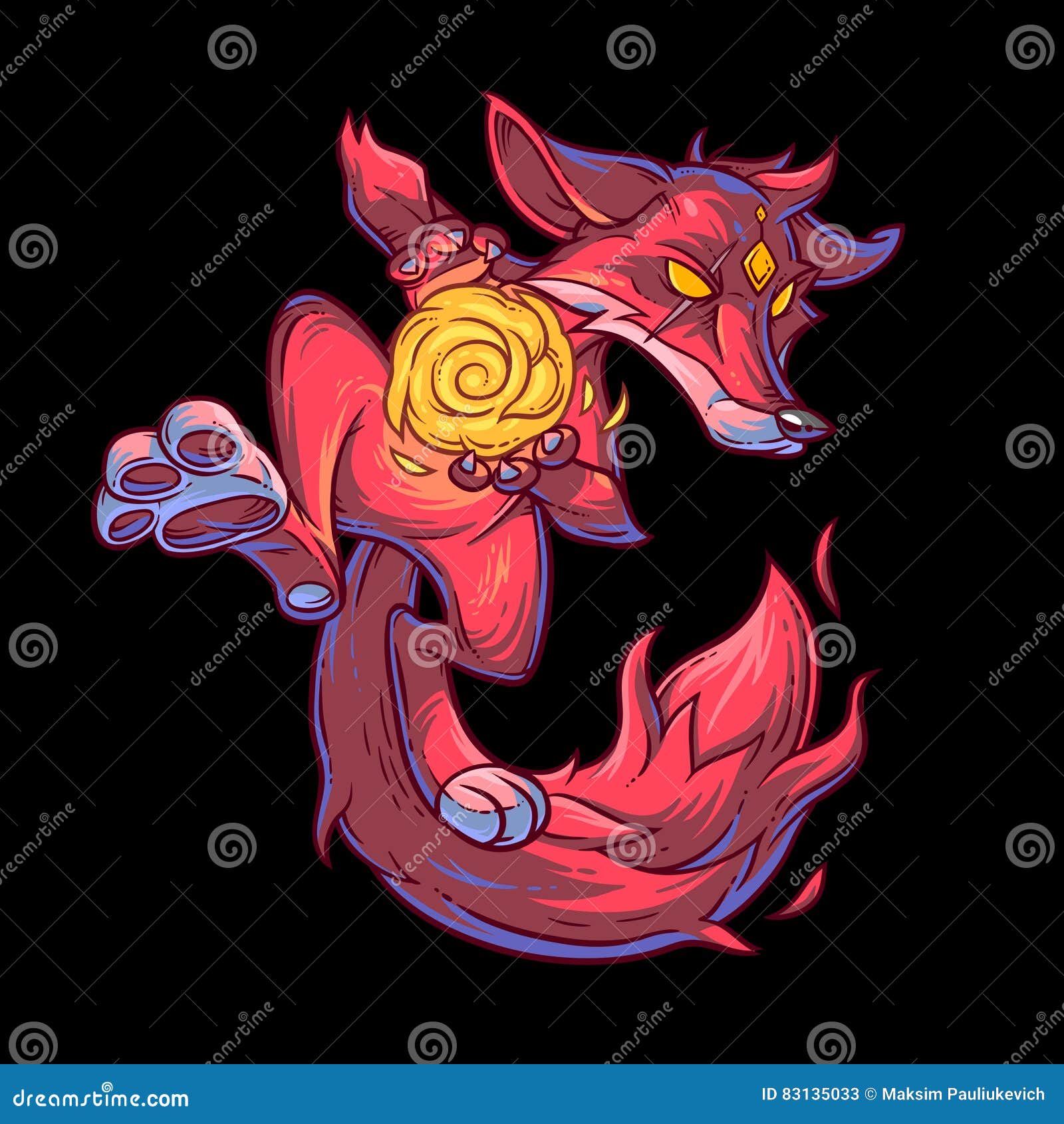 Vector Illustration Of A Fire Fox. | CartoonDealer.com #83135033