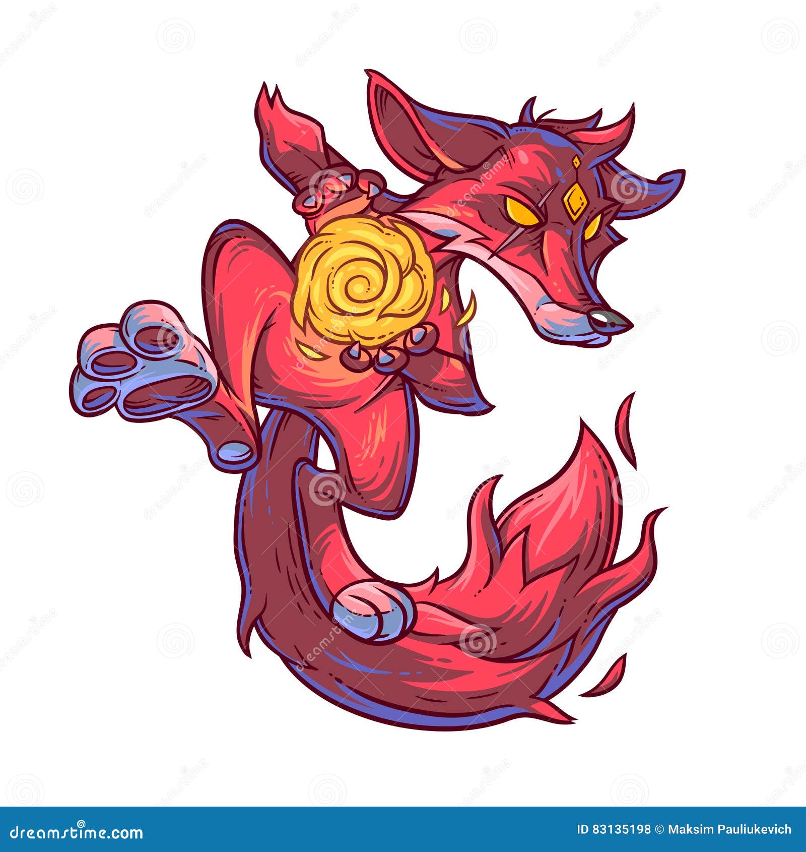 Vector Illustration of a Fire Fox. Stock Vector - Illustration of ...
