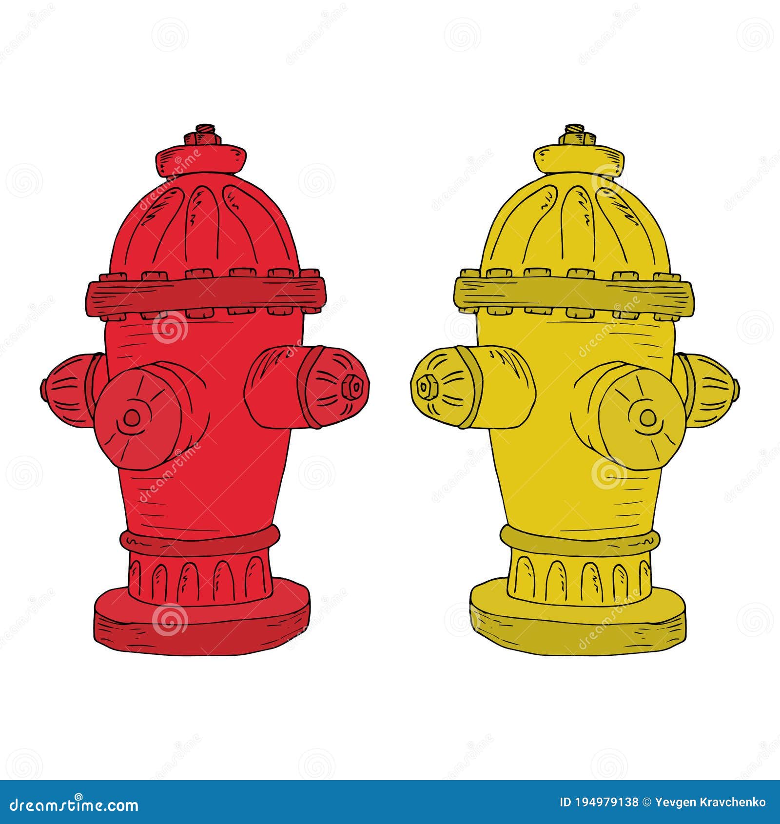 Fire Hydrant. Vector Illustration of a Fire Hydrant. Hand Drawn Fire ...