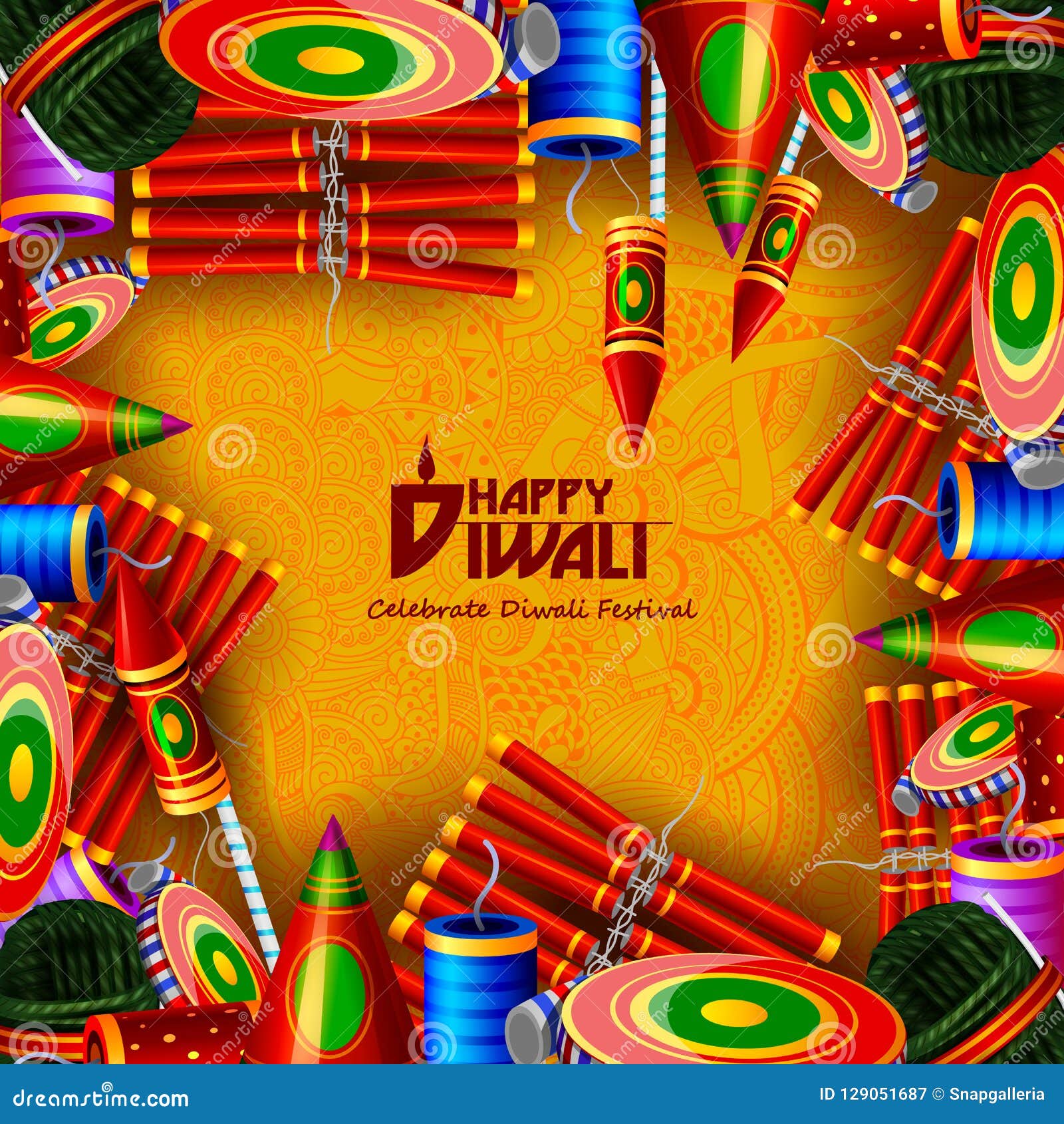 Vector Illustration of Firecracker for Happy Diwali Holiday Background ...