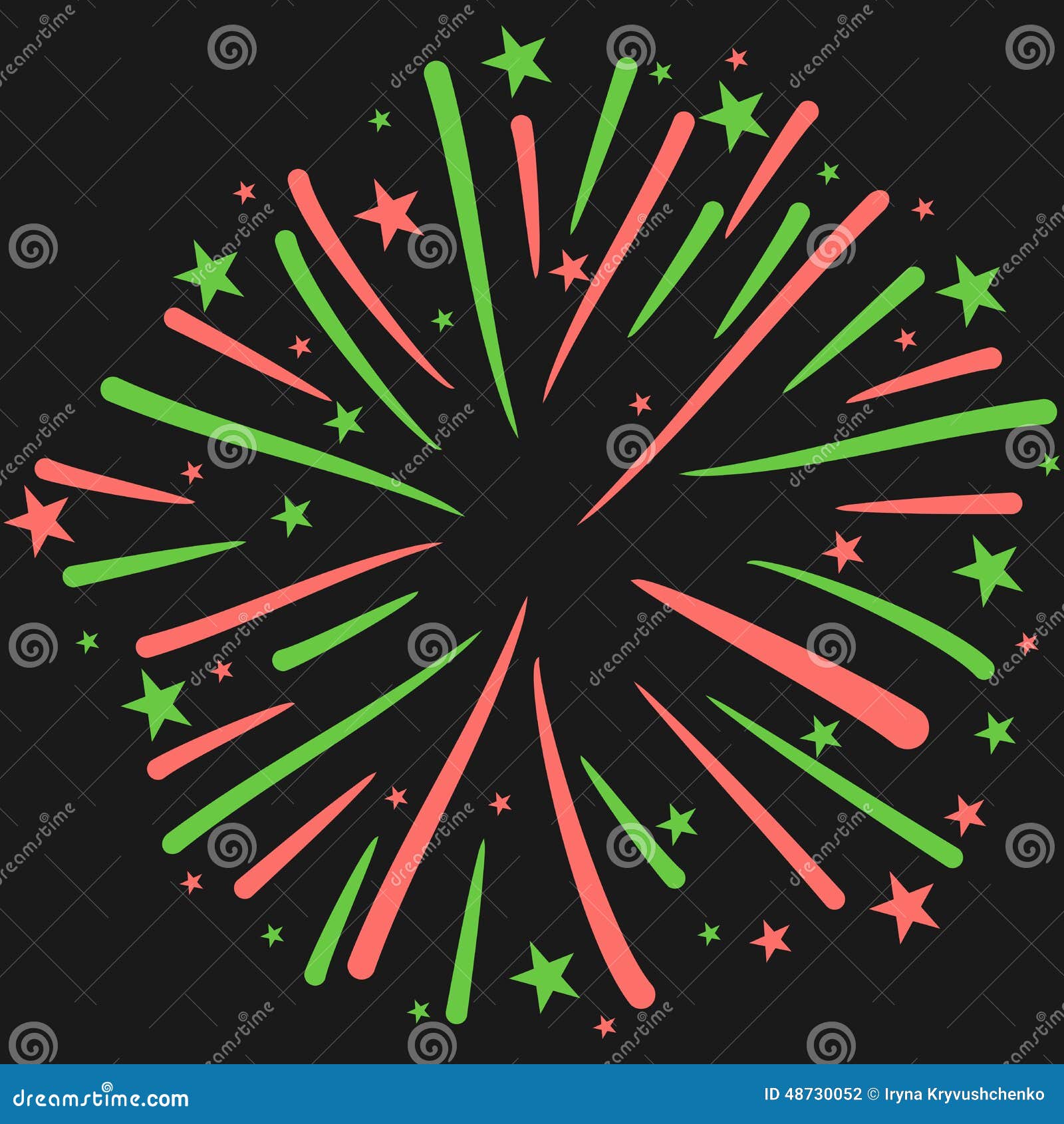 Vector Illustration of Firework on Black Background. Stock Vector ...