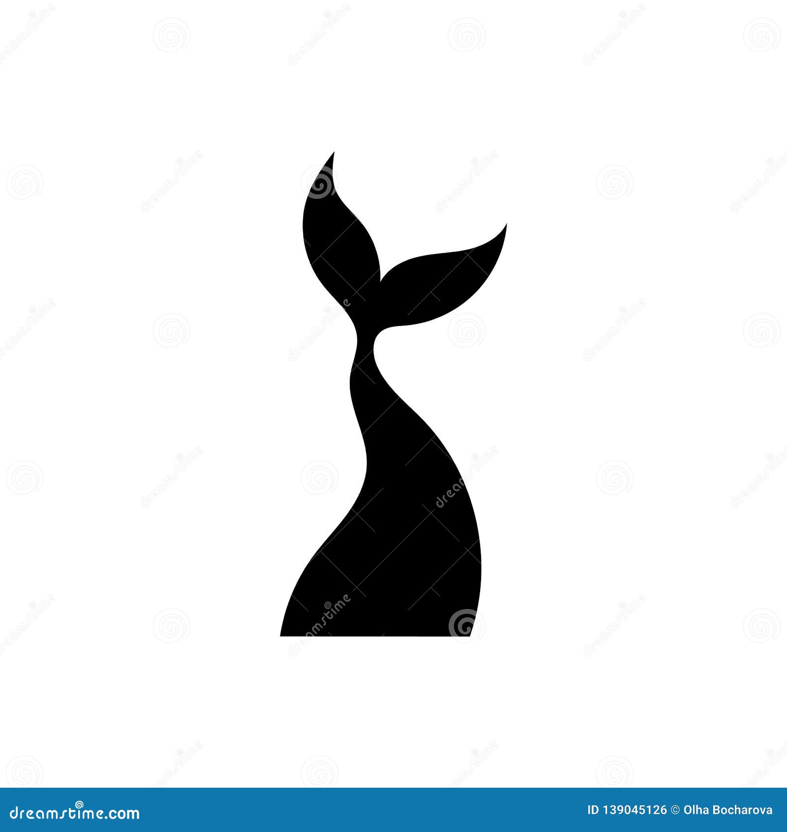 Vector Illustration of Fish or Mermaid Tail Black Silhouette Stock ...