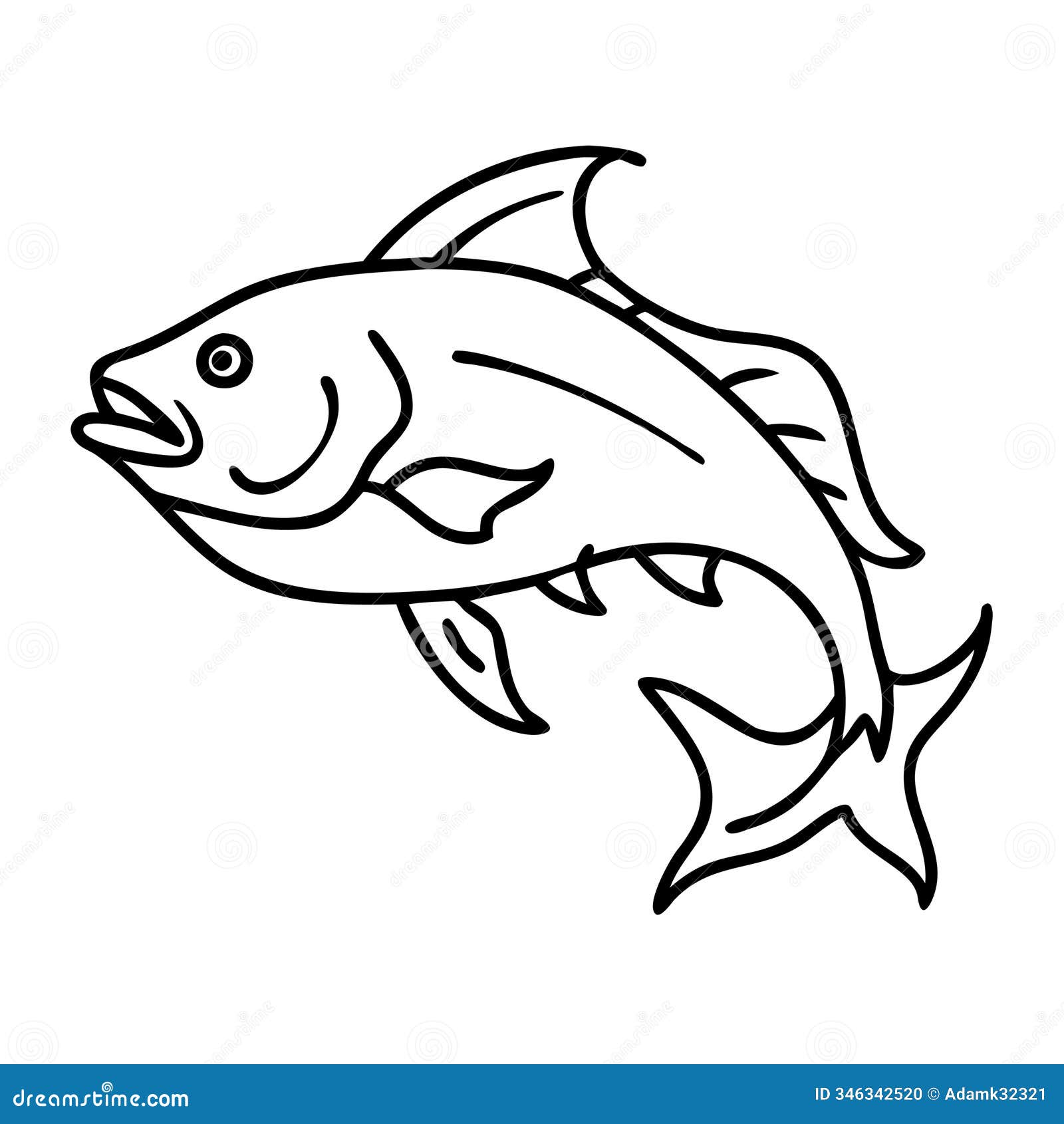 Vector Illustration of Fish Outline for Ocean Themed Designs and ...
