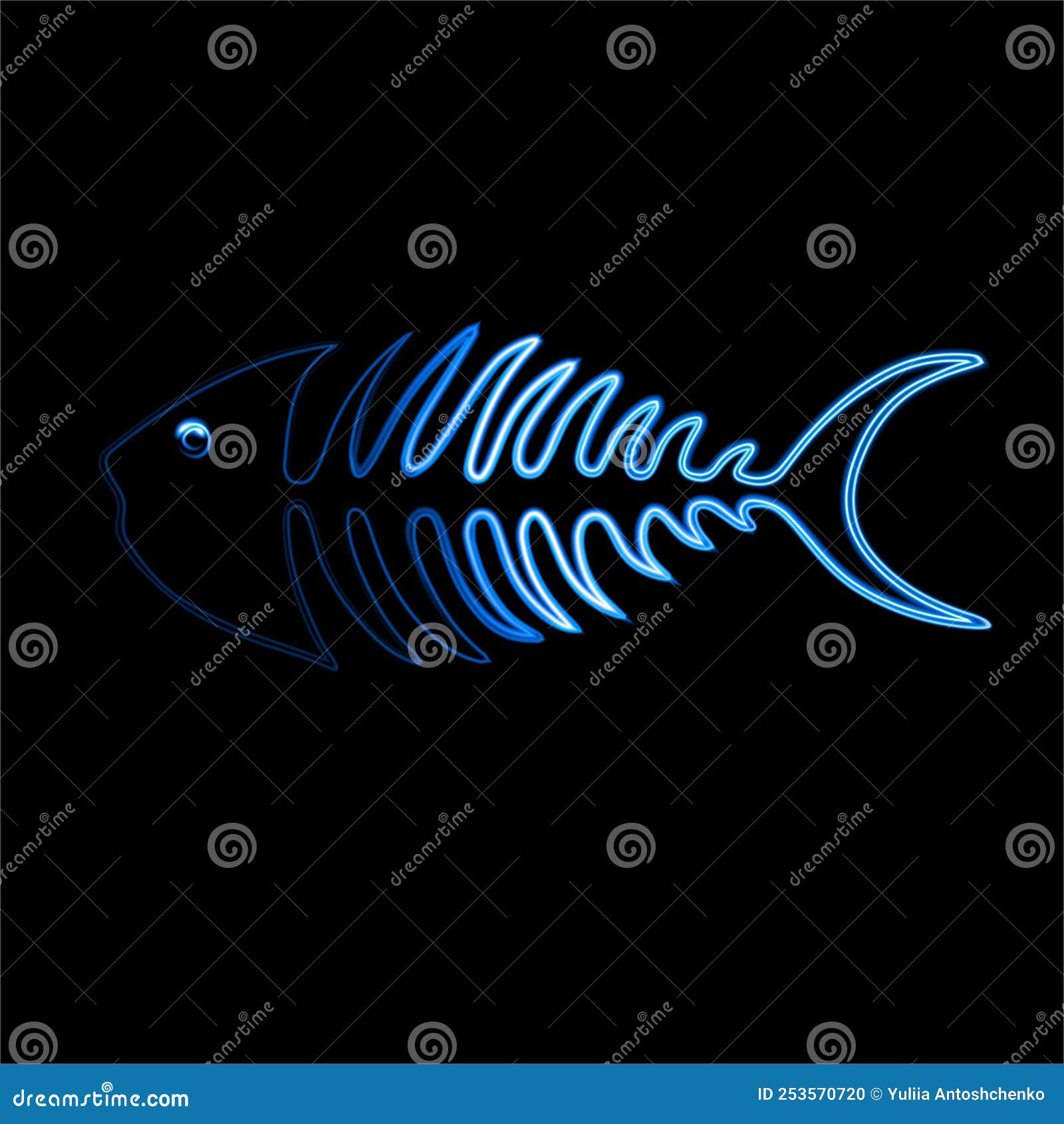 Vector Illustration of Fish Skeleton. Stock Vector - Illustration of ...