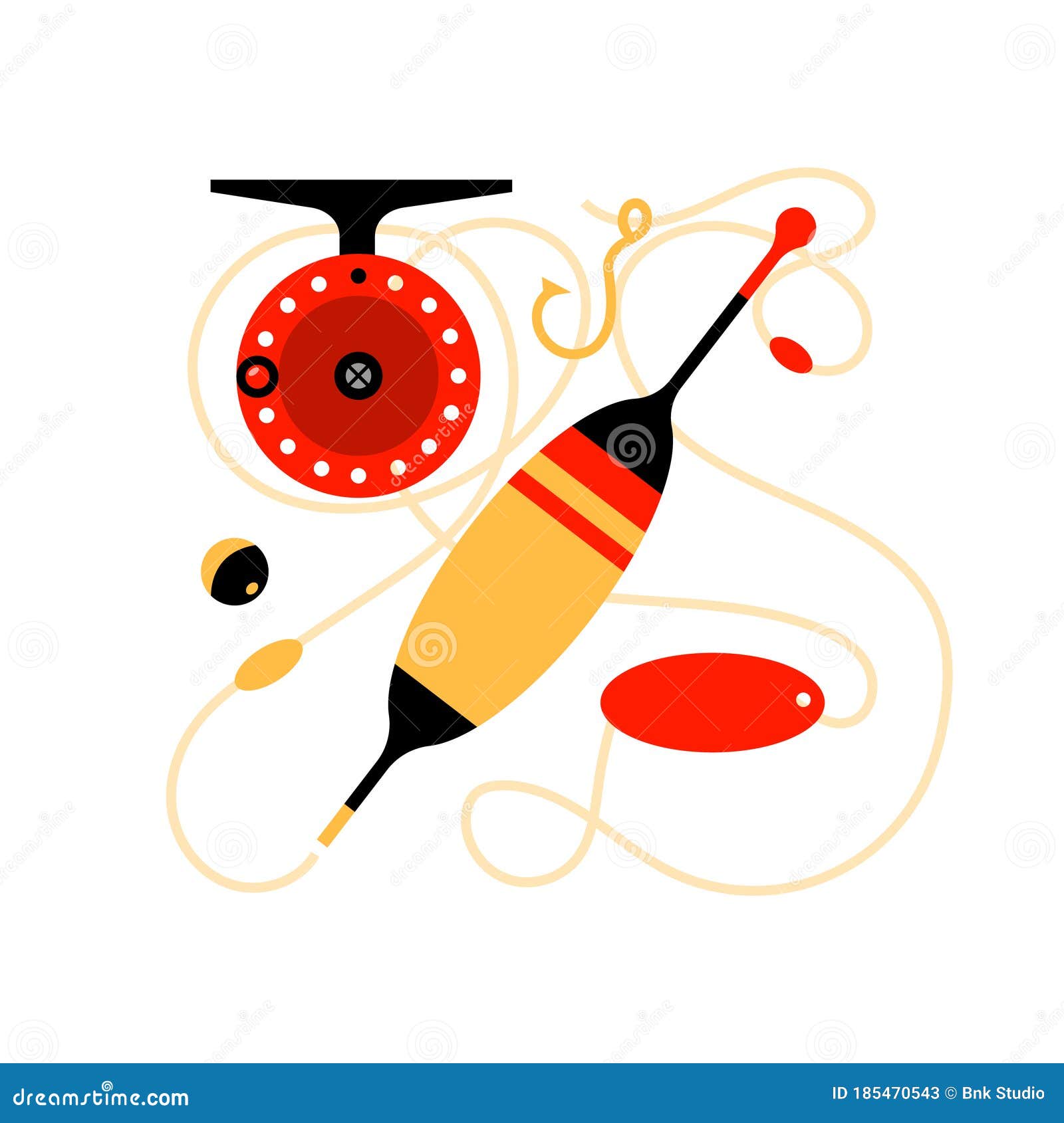 Vector Illustration with Fishing Tools Stock Vector - Illustration of ...