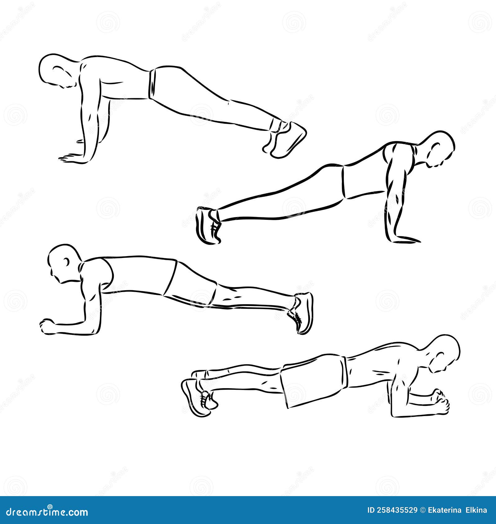 The Vector Illustration of the Fit Athlete Doing Plank Exercise Stock ...