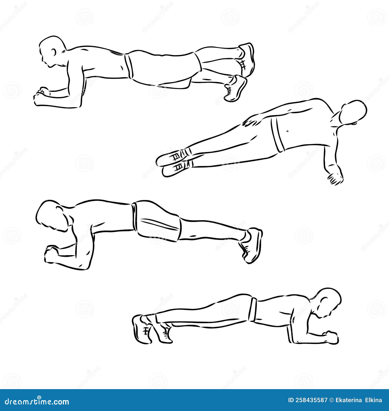 The Vector Illustration of the Fit Athlete Doing Plank Exercise Stock ...