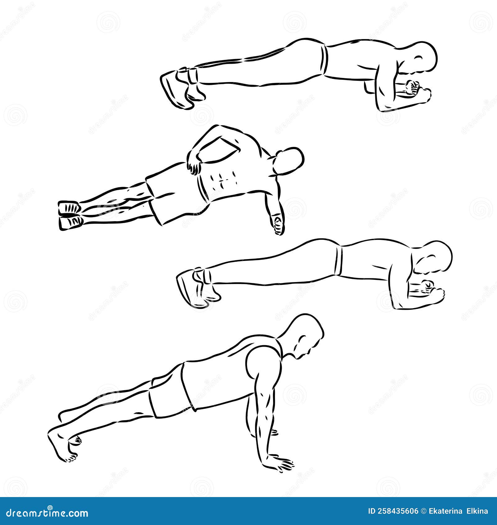 The Vector Illustration of the Fit Athlete Doing Plank Exercise Stock ...