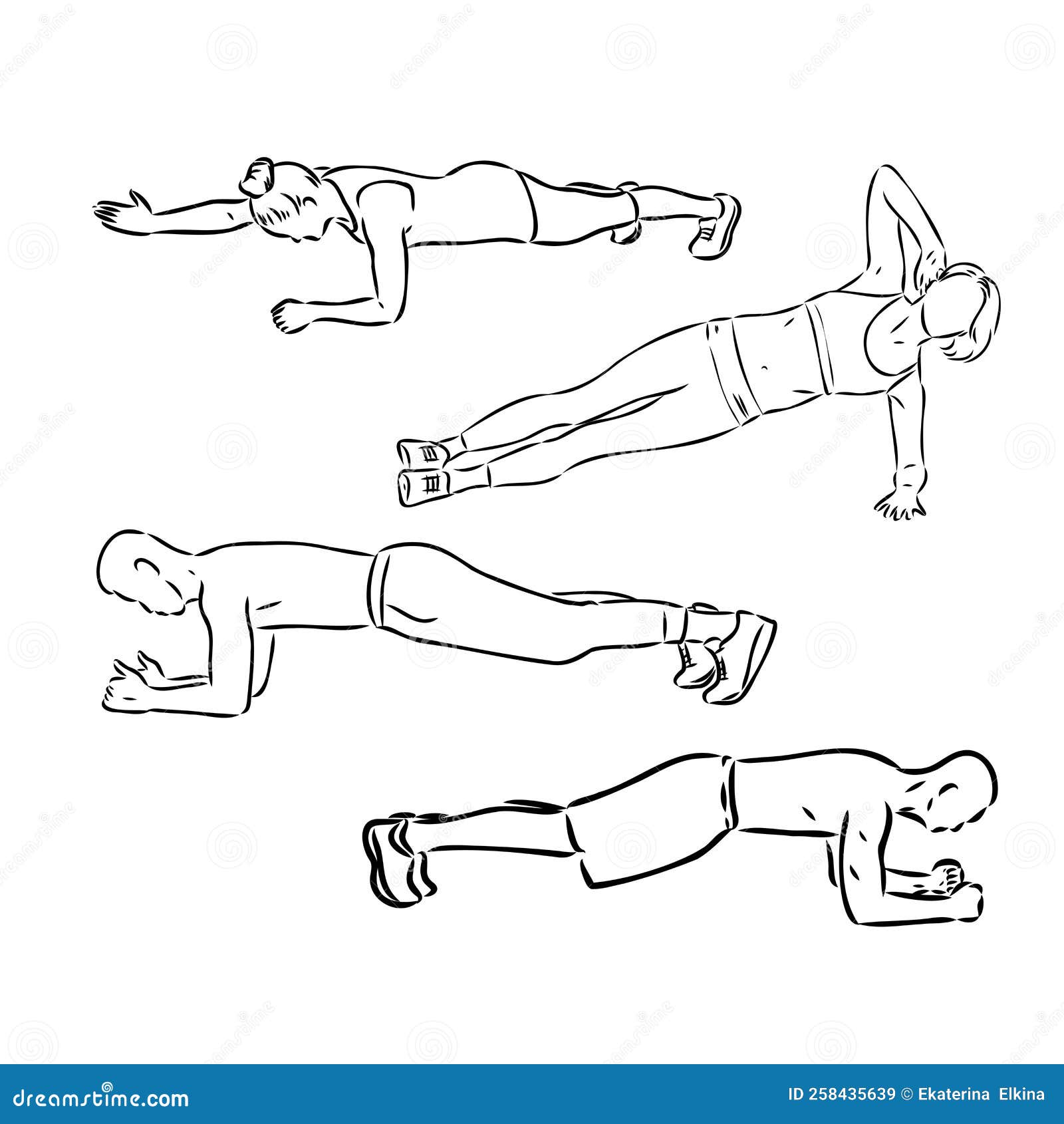 The Vector Illustration of the Fit Athlete Doing Plank Exercise Stock ...