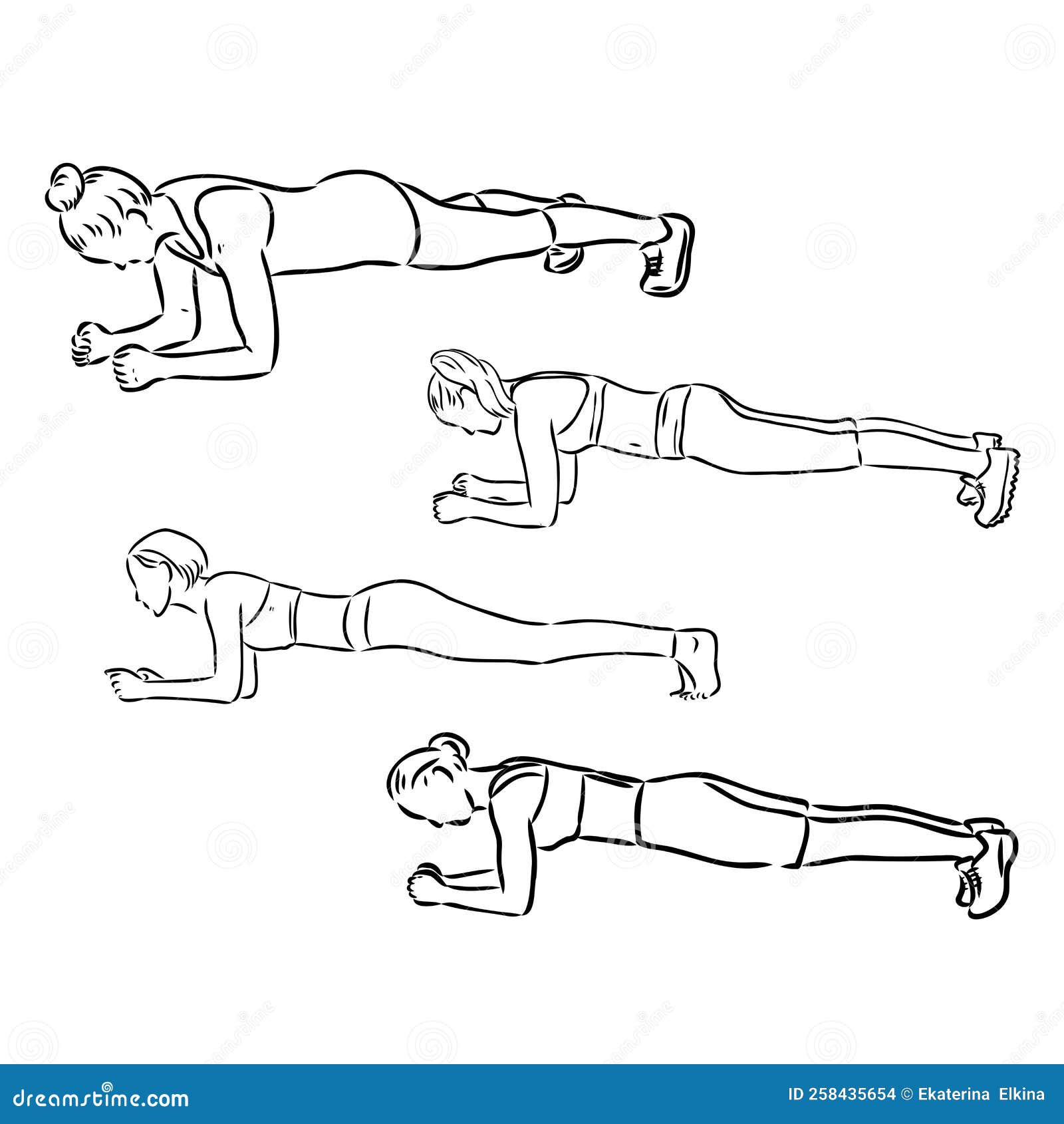The Vector Illustration of the Fit Athlete Doing Plank Exercise Stock ...
