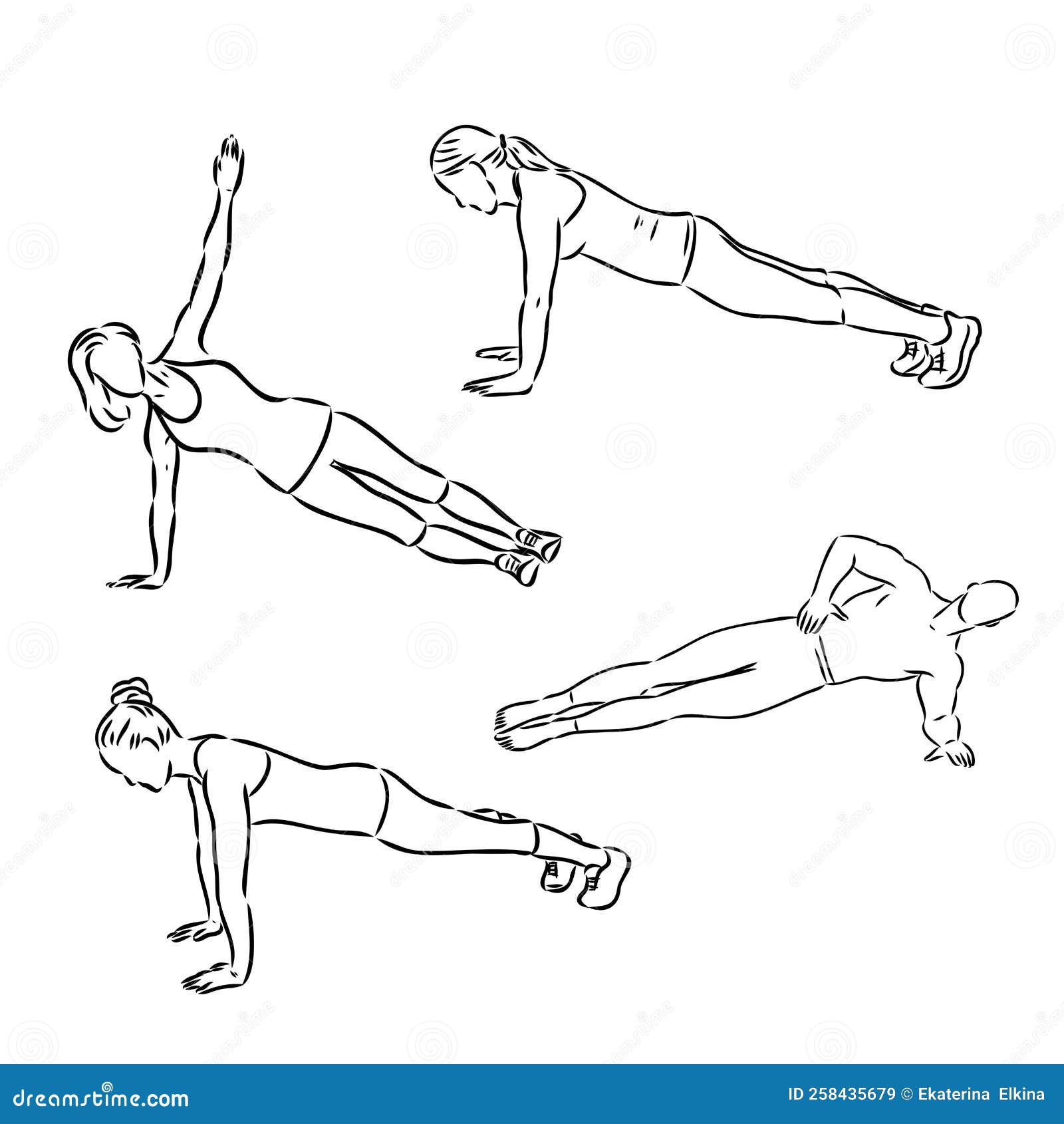 The Vector Illustration of the Fit Athlete Doing Plank Exercise Stock ...