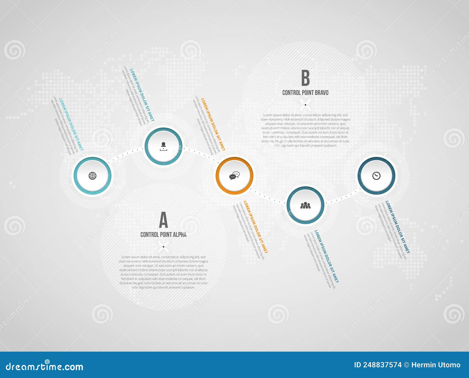 Five Circles Neumorphism Infographic Illustration With 4 Steps On The ...