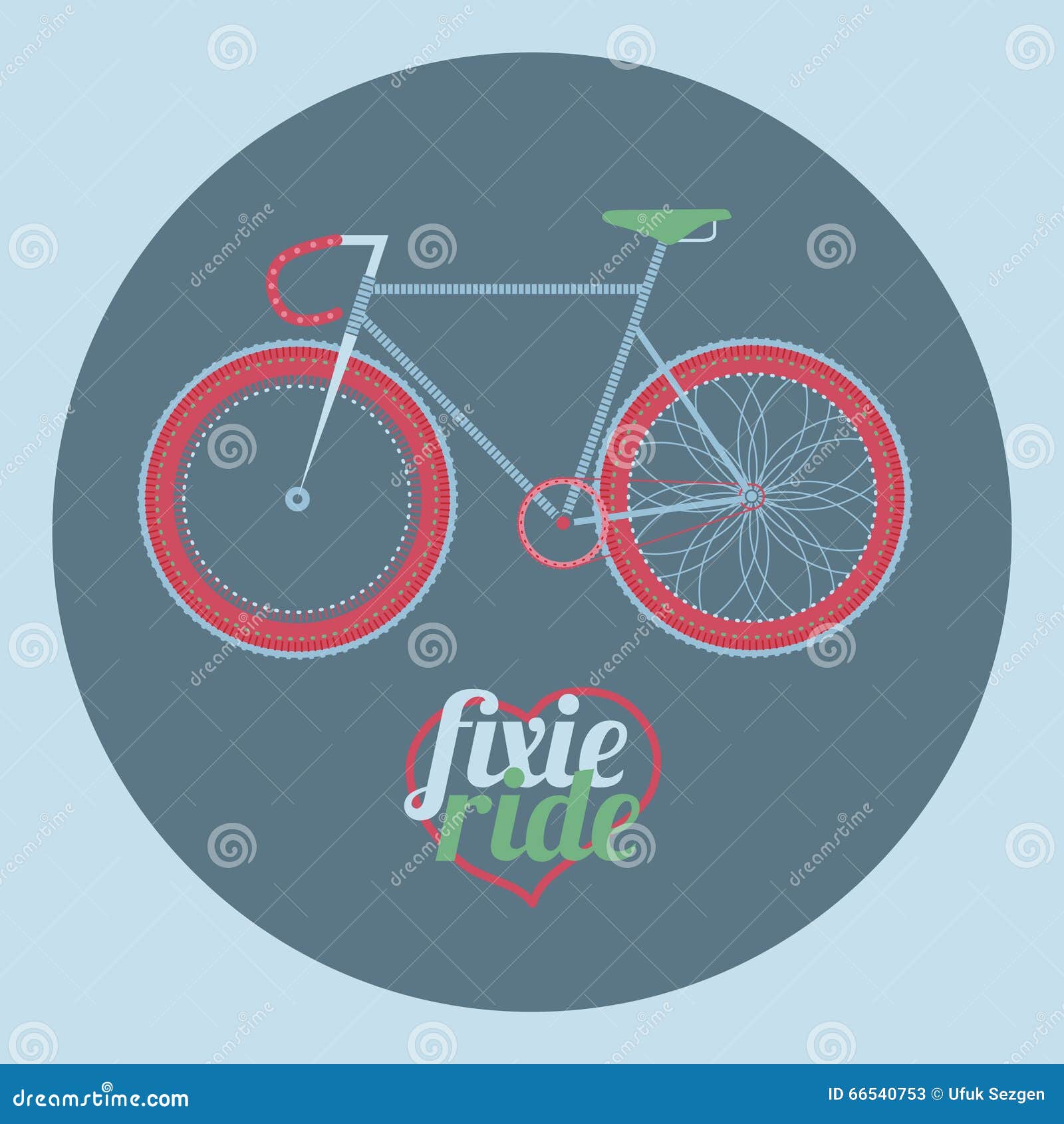 Bicycle Fixie Outline Drawing Icon, Side View, Vector Illustration ...
