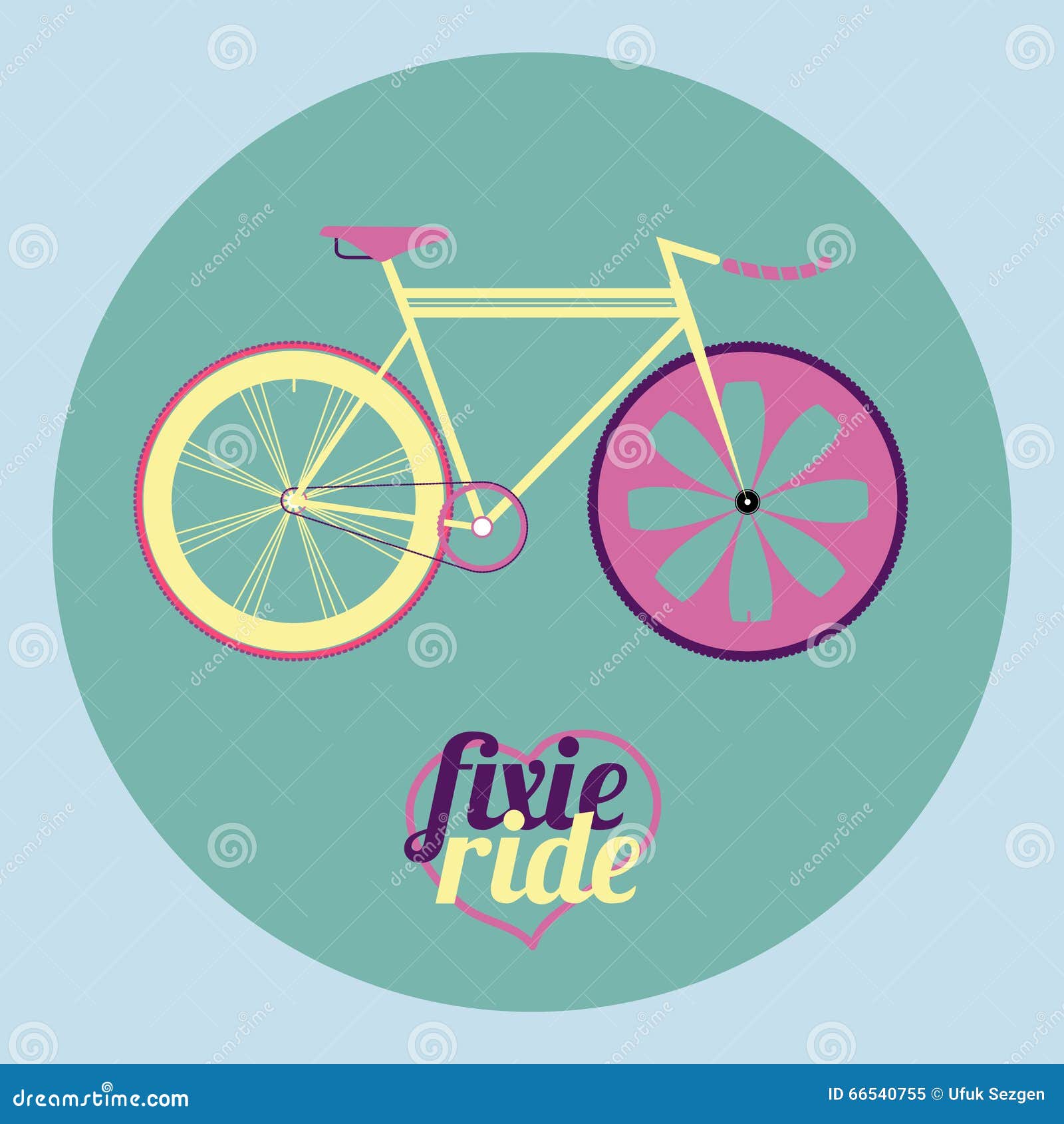 Bicycle Fixie Outline Drawing Icon, Side View, Vector Illustration ...
